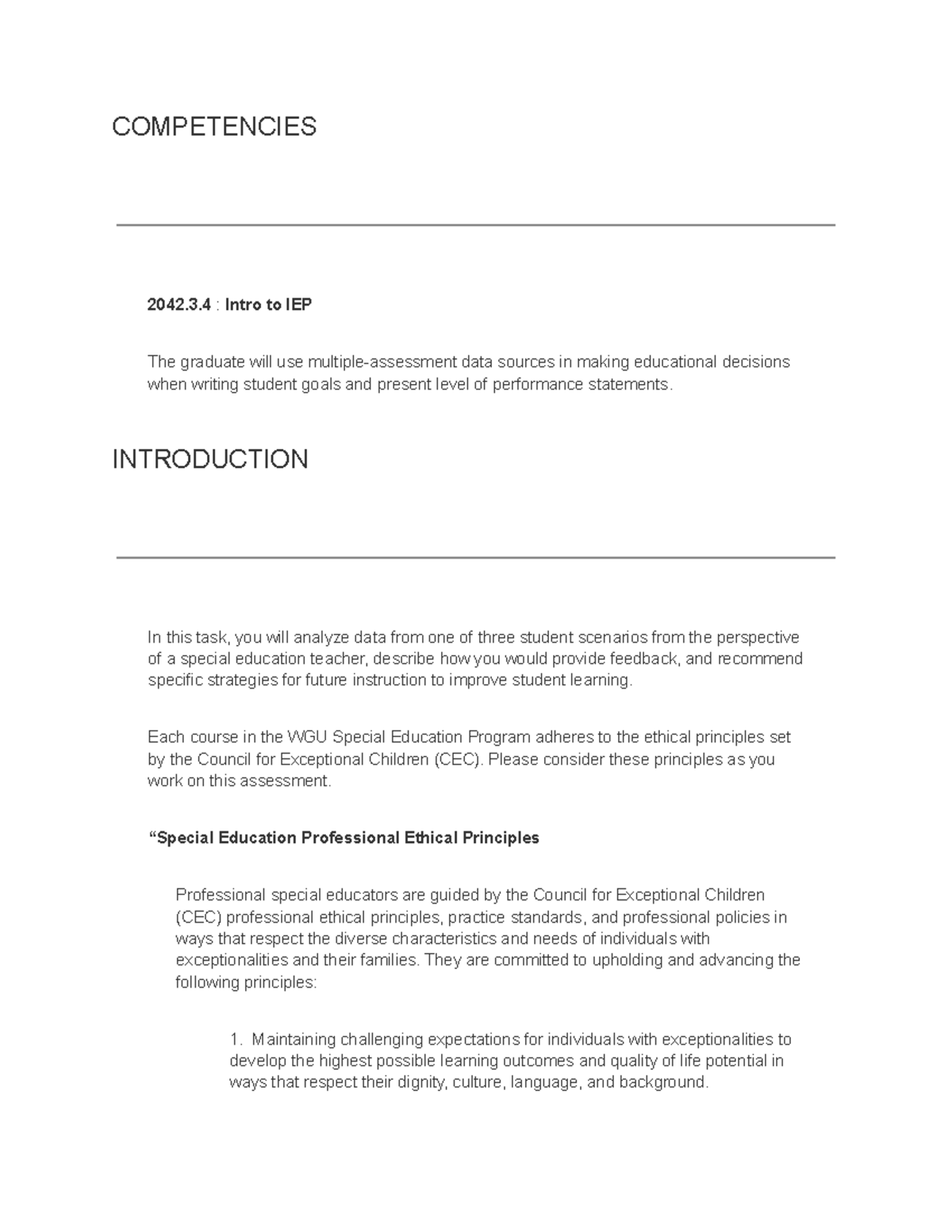 Complete Task 1 - Copy - COMPETENCIES 2042.3 : Intro to IEP The ...