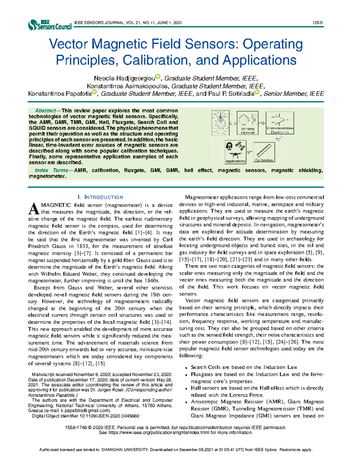 Vector Magnetic Field Sensors Operating Principles Calibration and Applications - IEEE SENSORS ...
