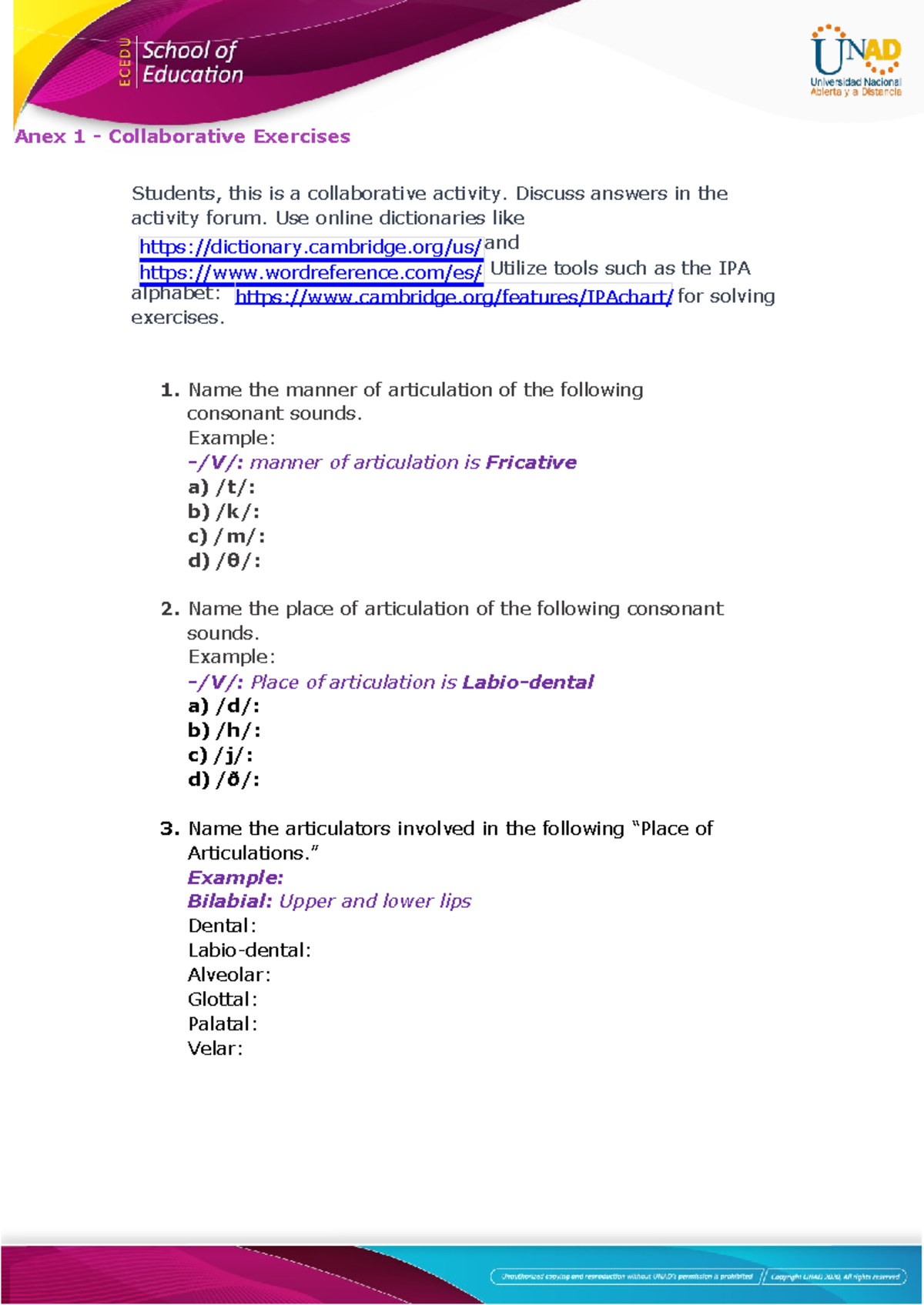 Annex 1 Collaborative Exercises - Anex 1 - Collaborative Exercises ...