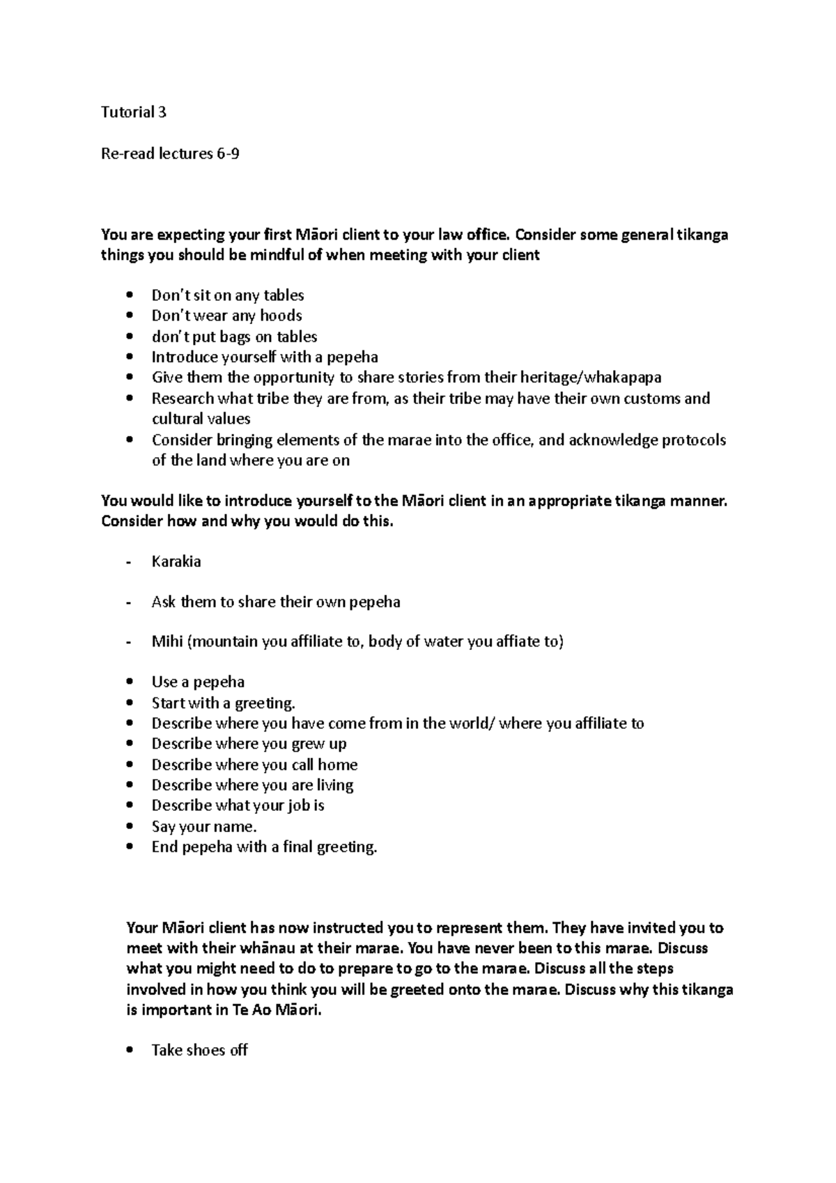 Tutorial 3 - Tutorial 3 Re-read lectures 6- You are expecting your ...