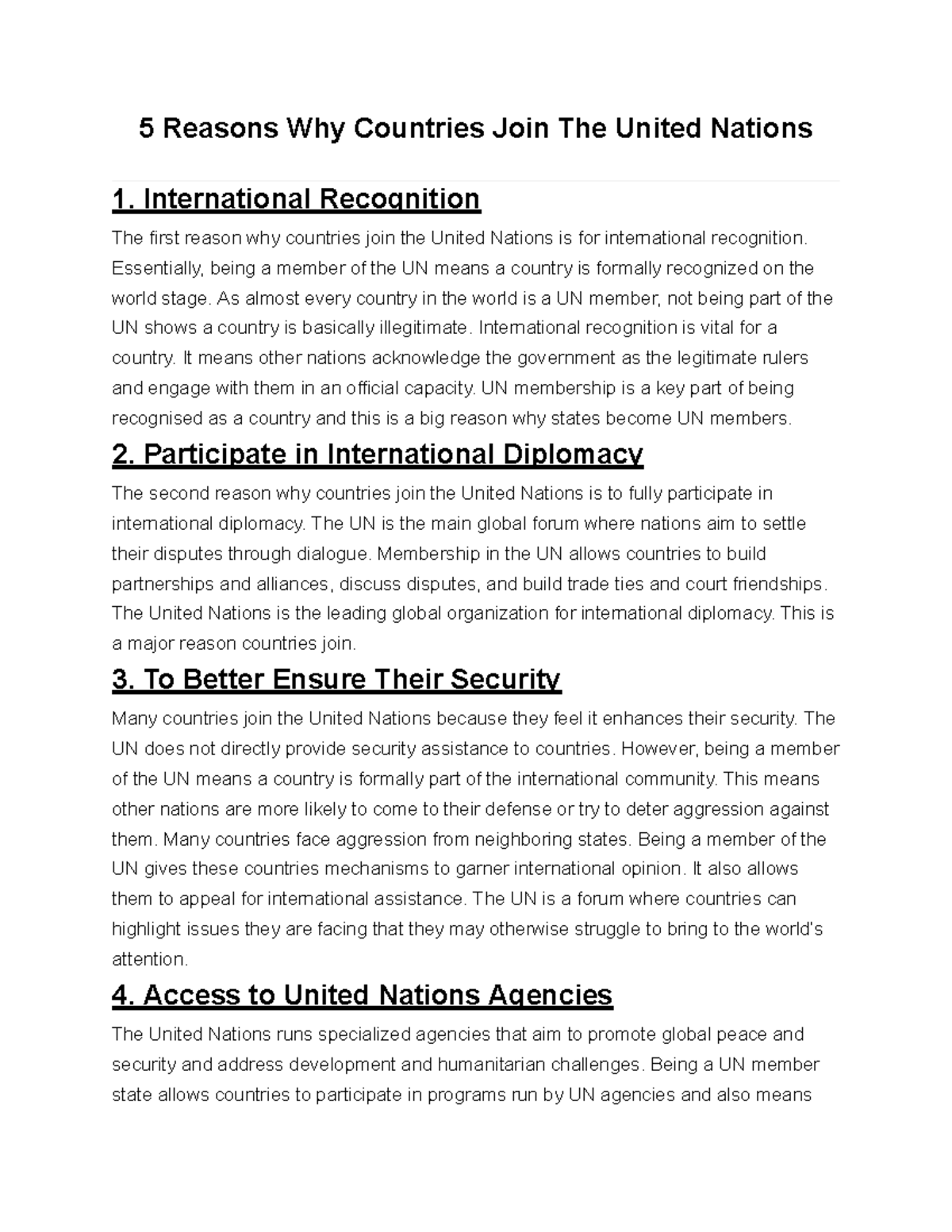 5 Reasons Why Countries Join the UN - International Recognition The ...