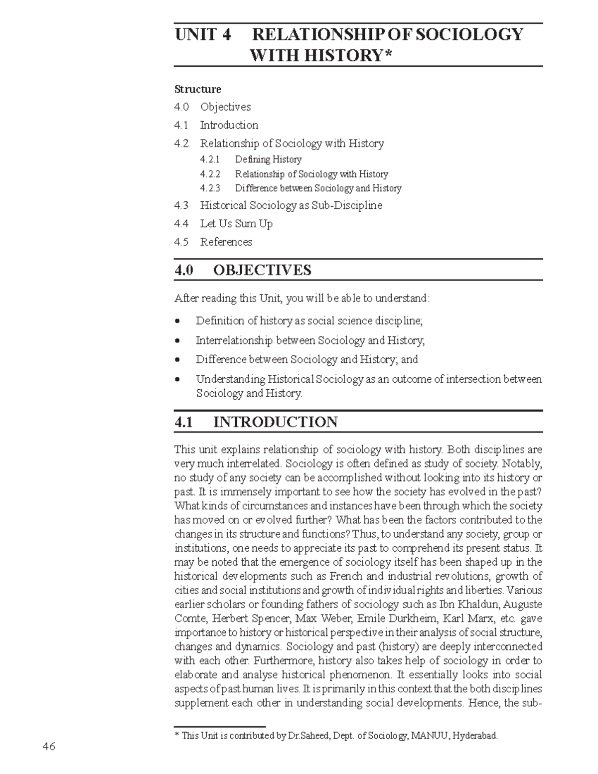 Unit-4 Relationship of Sociology with History - Other Social Sciences ...