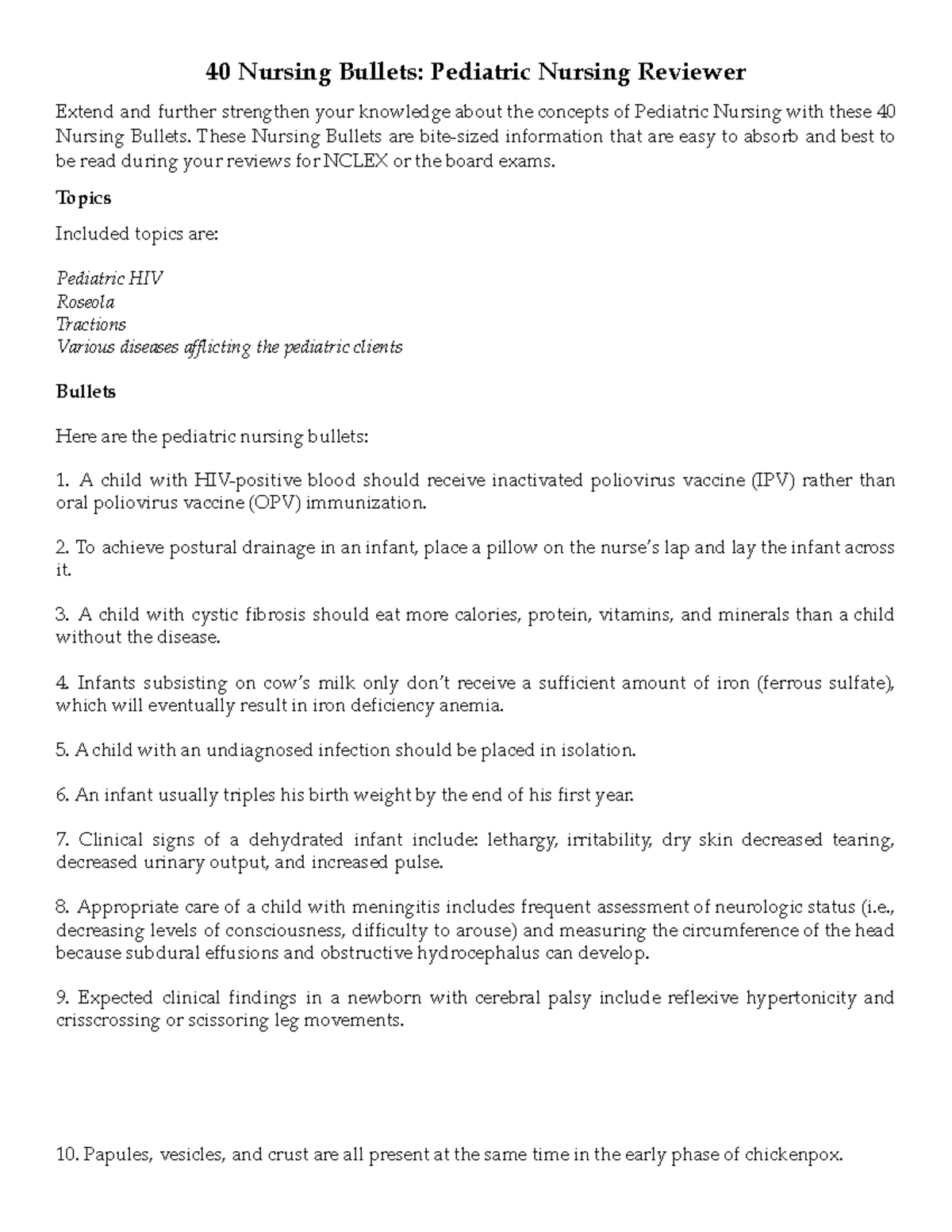 40 Nursing Bullets - These Nursing Bullets are bite-sized information ...