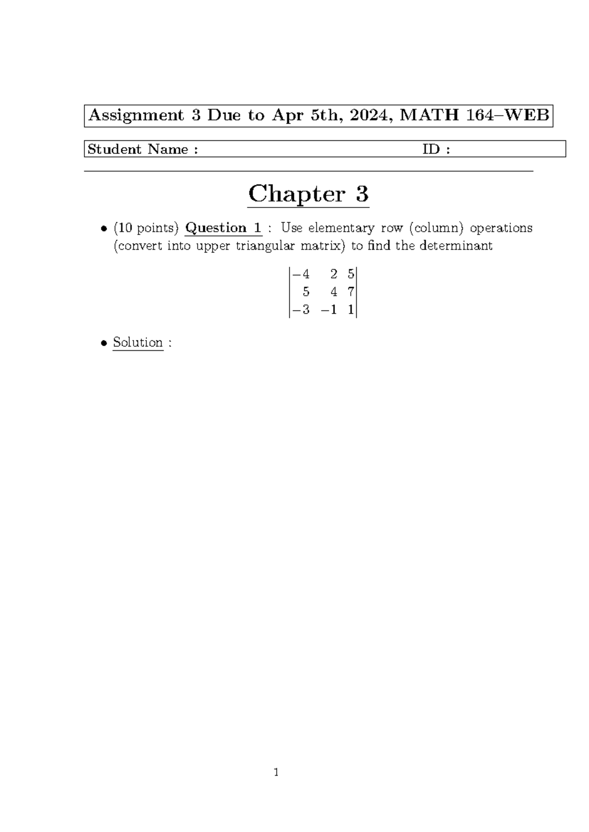 Assignment 3 - MATH 164 Winter 2024 WEB - Assignment 3 Due to Apr 5th ...