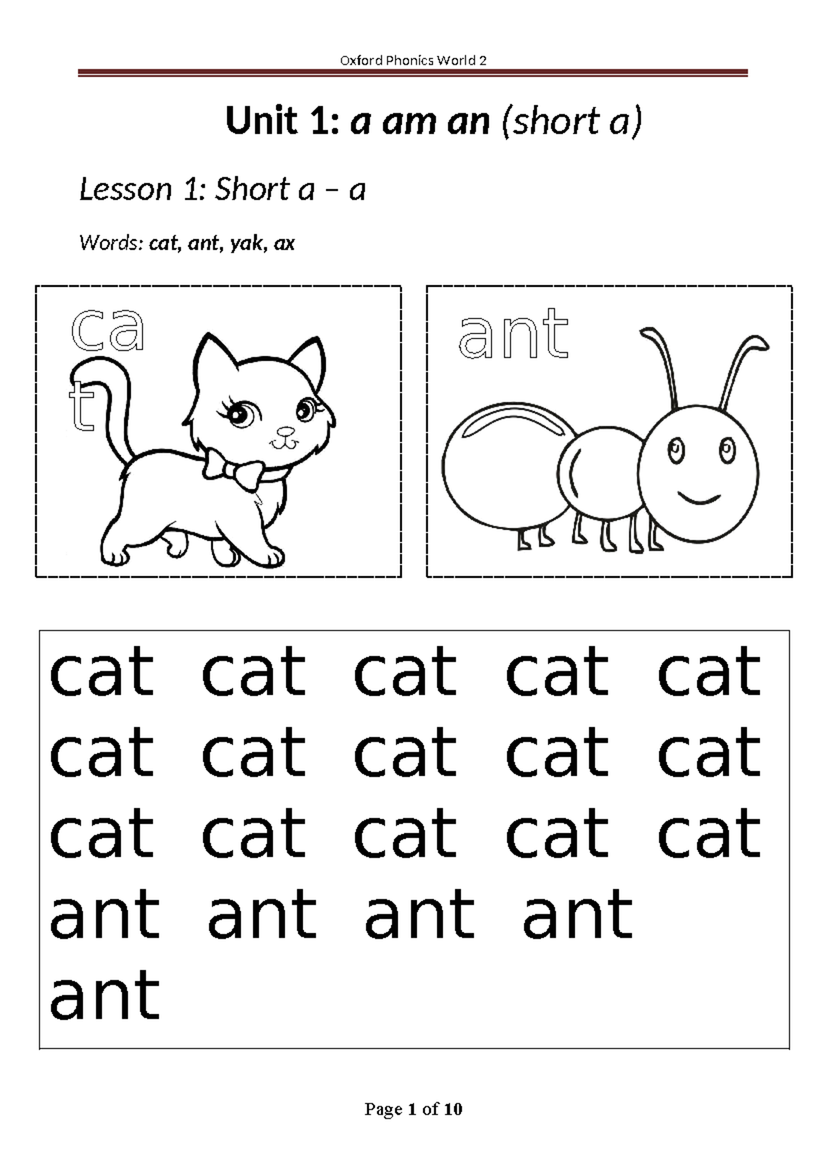 tieng anh cho tre nho - Unit 1: a am an (short a) Lesson 1: Short a – a ...