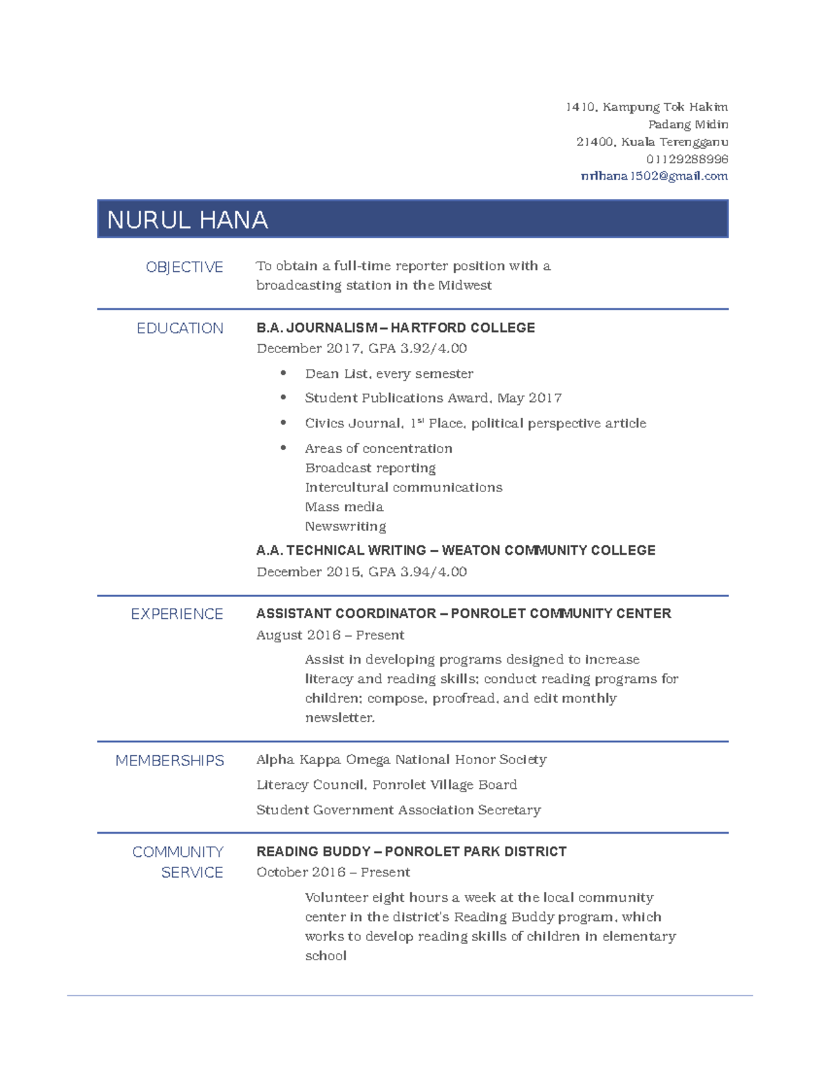 Basic Resume Timeless Design - End user Application - UiTM - Studocu