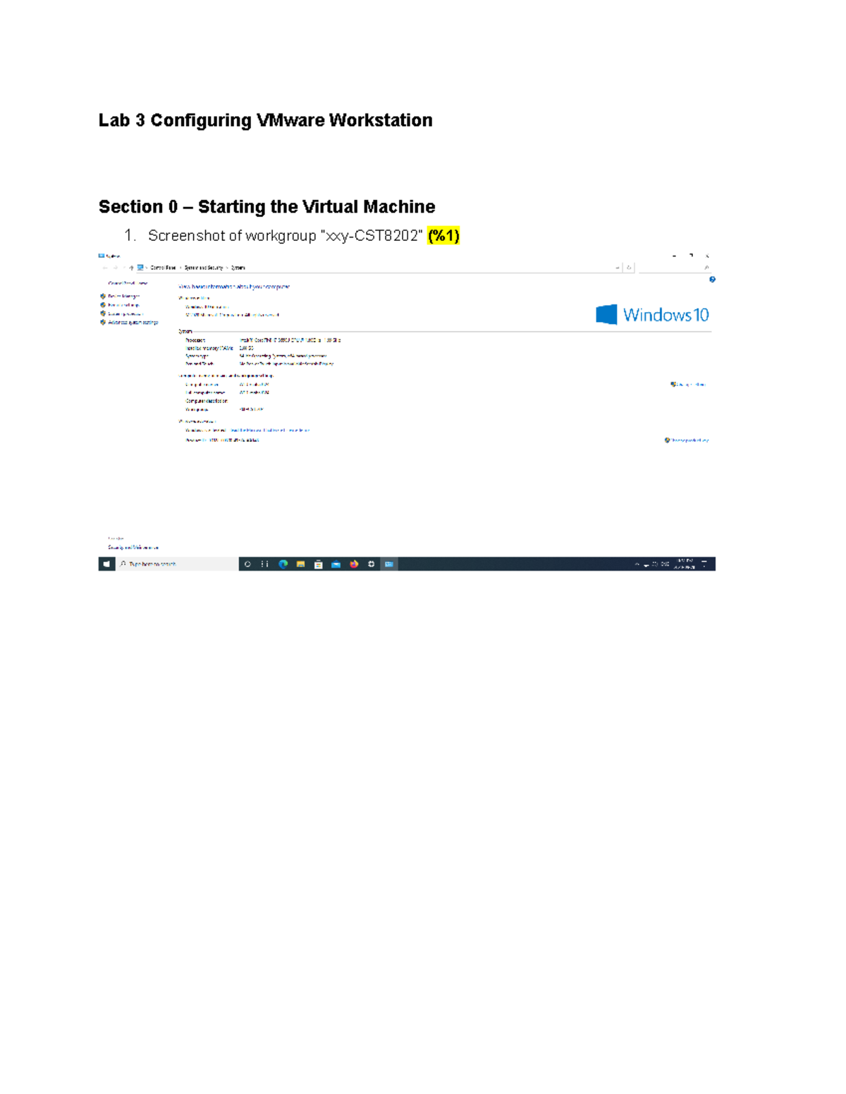 Lab3 Configuring Vmware Workstation 8207 Lab 3 Configuring Vmware Workstation Section 0