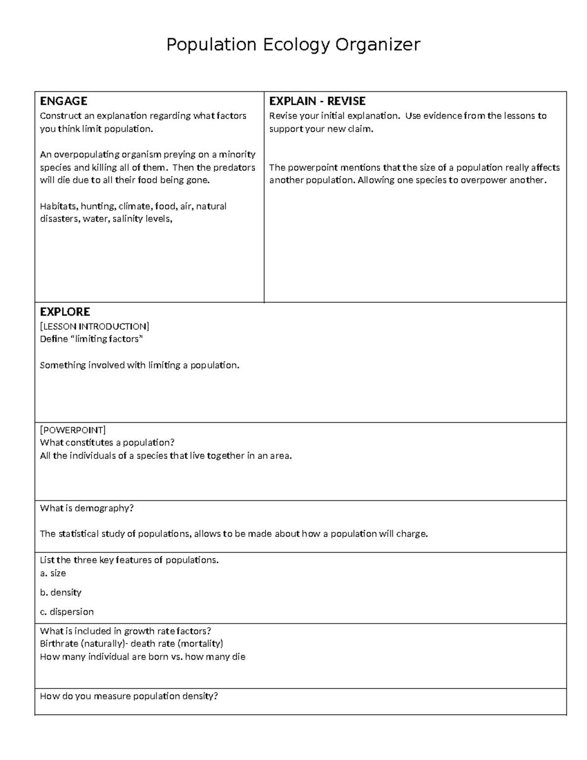 Population Ecology Organizer (1)-1 - Population Ecology Organizer ...