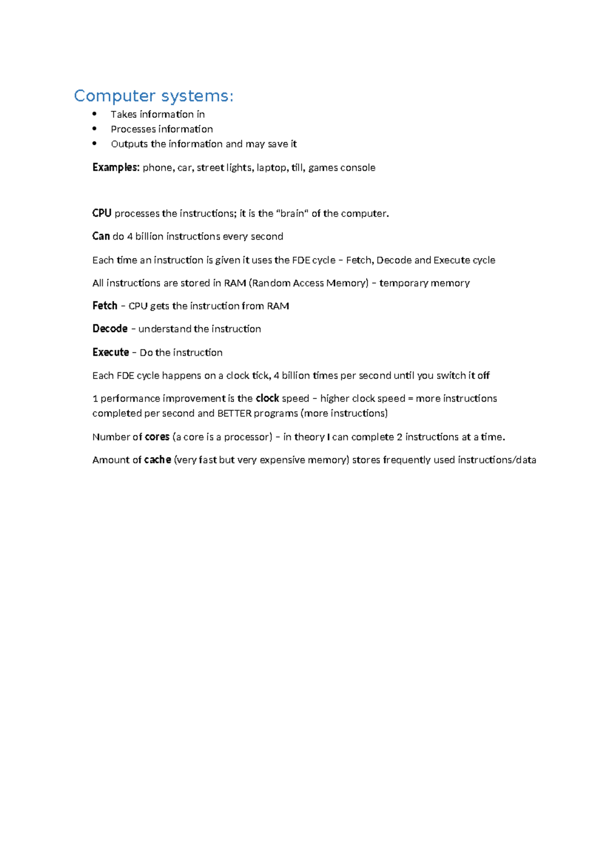 Computer revision - ffddddddddd - Computer systems: Takes information ...