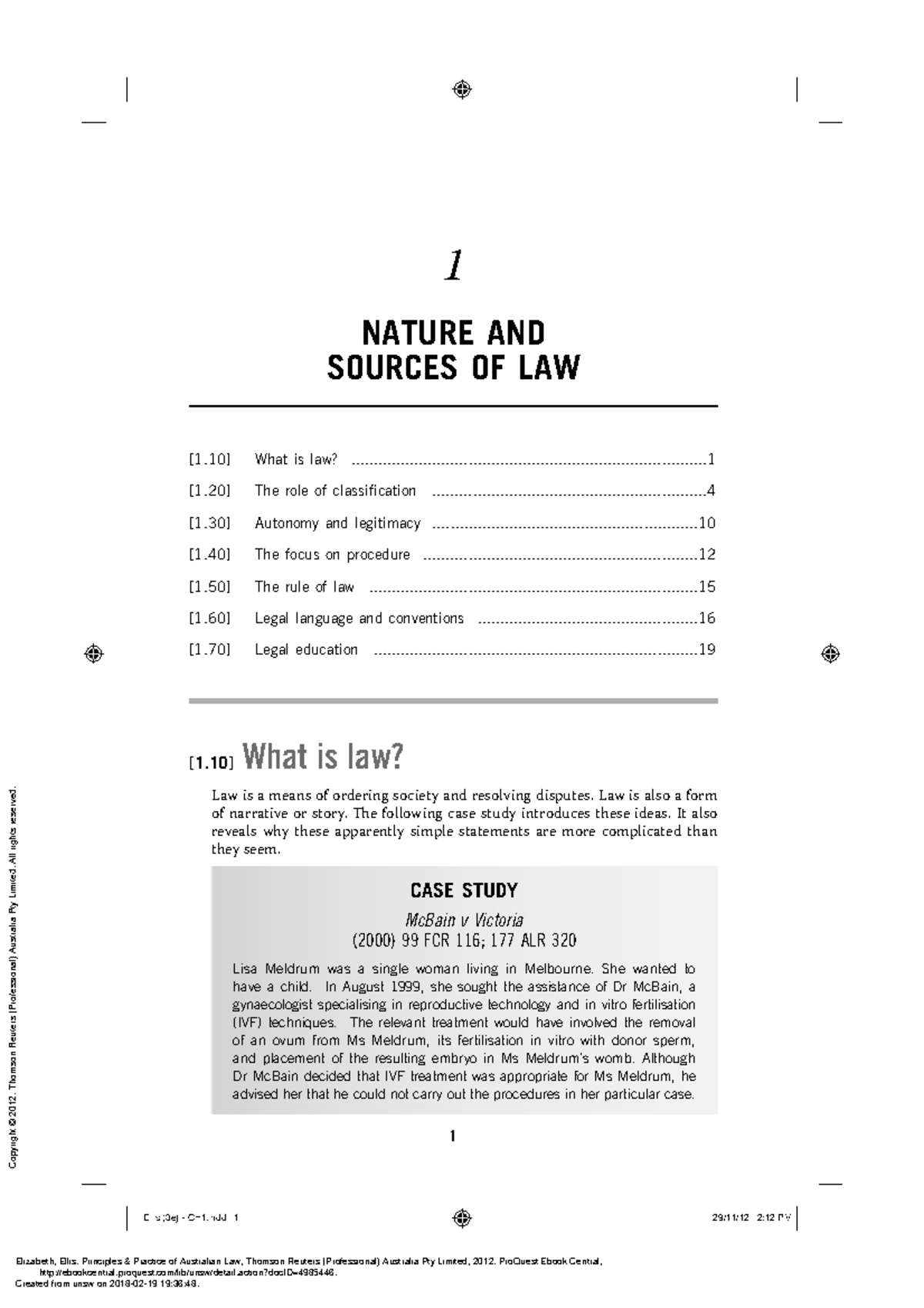 Ellis, Principles and Practice of Australian Law ch 1 - ####### 1 1 ...