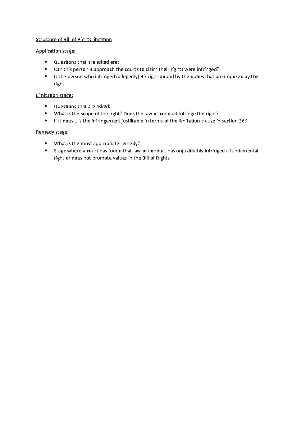 Structure of Bill of Rights litigation - Structure of Bill of Rights ...