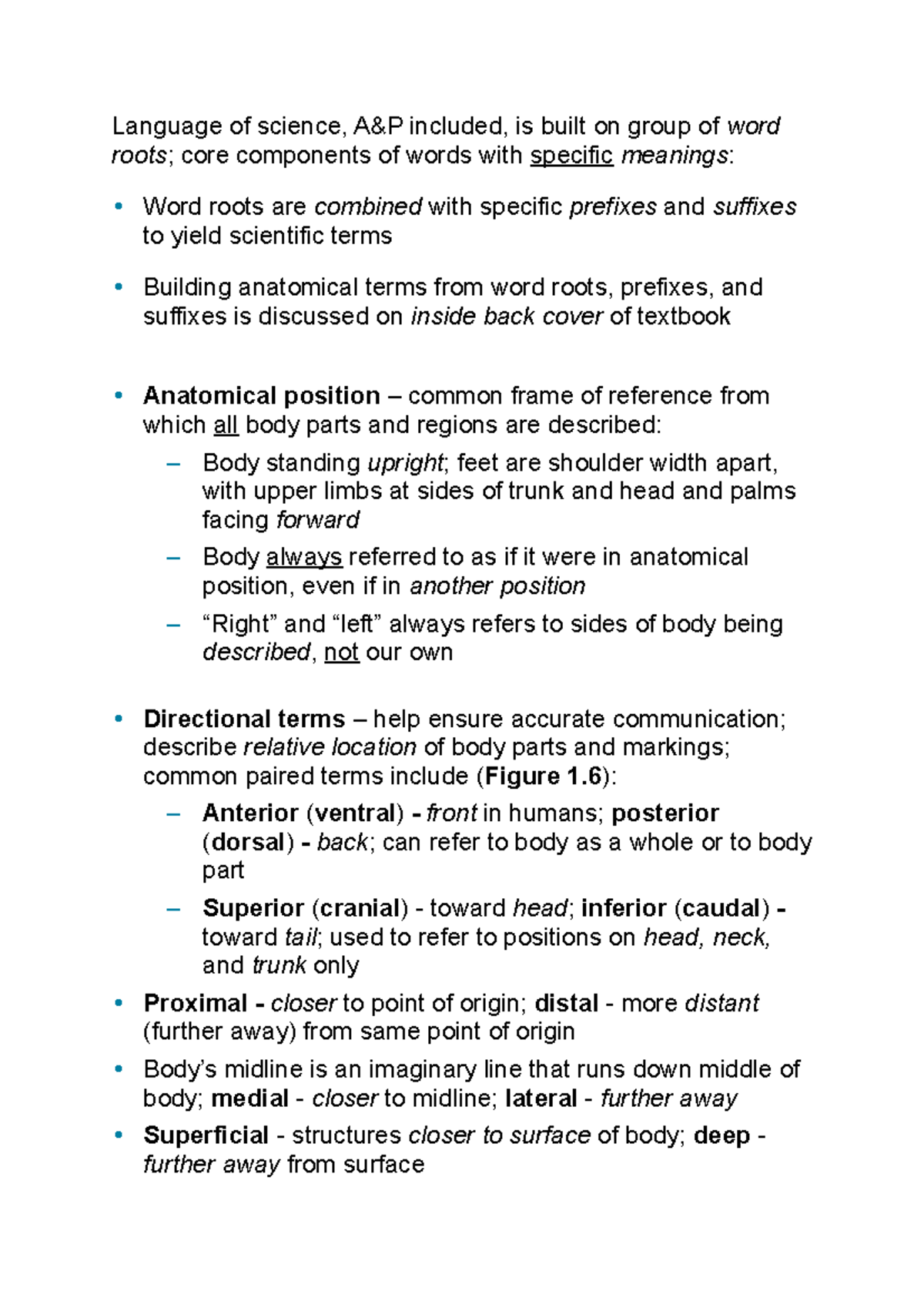 The Language of Anatomy and Physiology - Language of science, A&P ...