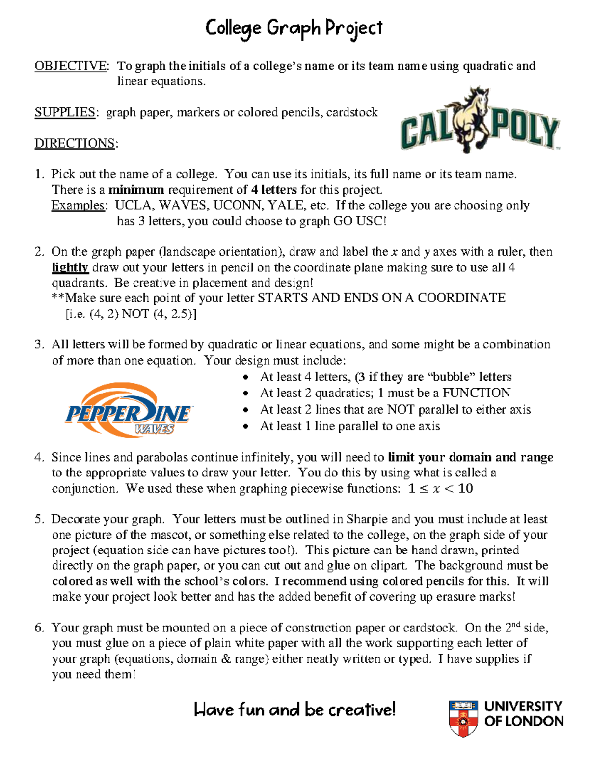 College Graph Project - College Graph Project OBJECTIVE: To graph the ...