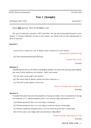 FEA Assignment 1 - Summary Discrete Mathematics - INTRODUCTION TO FINITE ELEMENT ANALYSIS – FALL ...