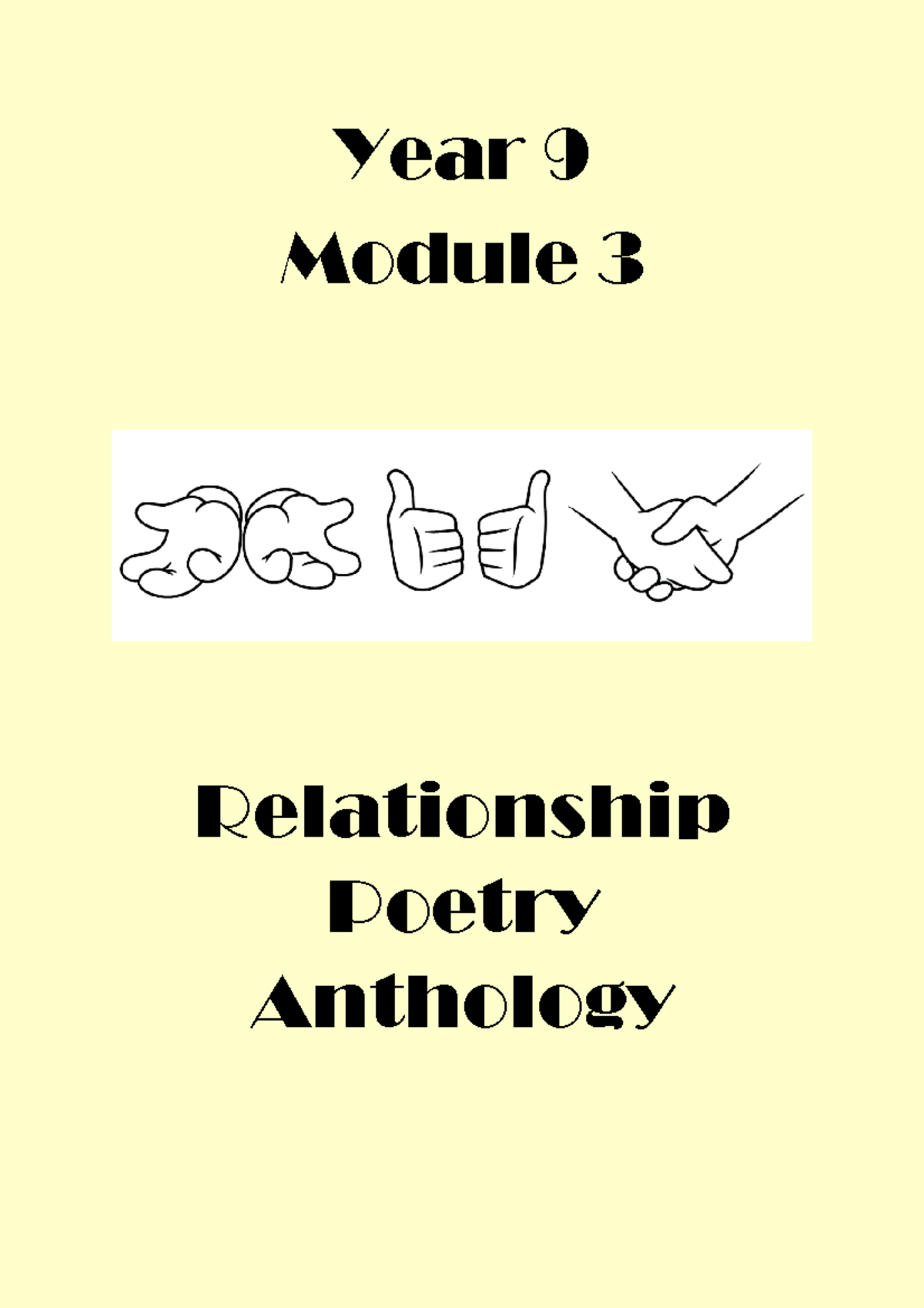 Poetry Anthology - Year 9 Module 3 Relationship Poetry Anthology ...