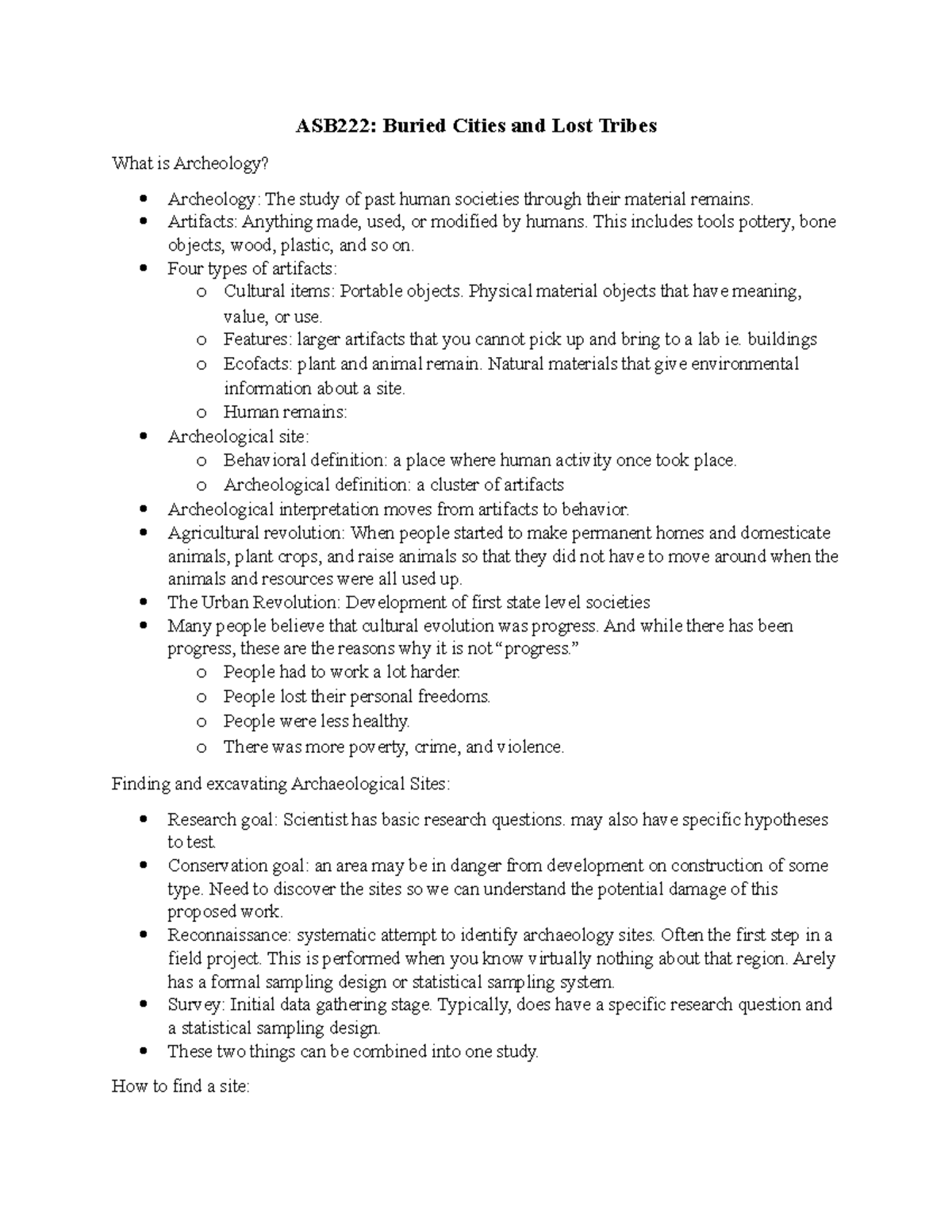 ASB222 Modules 1-2 - ASB222: Buried Cities and Lost Tribes What is ...