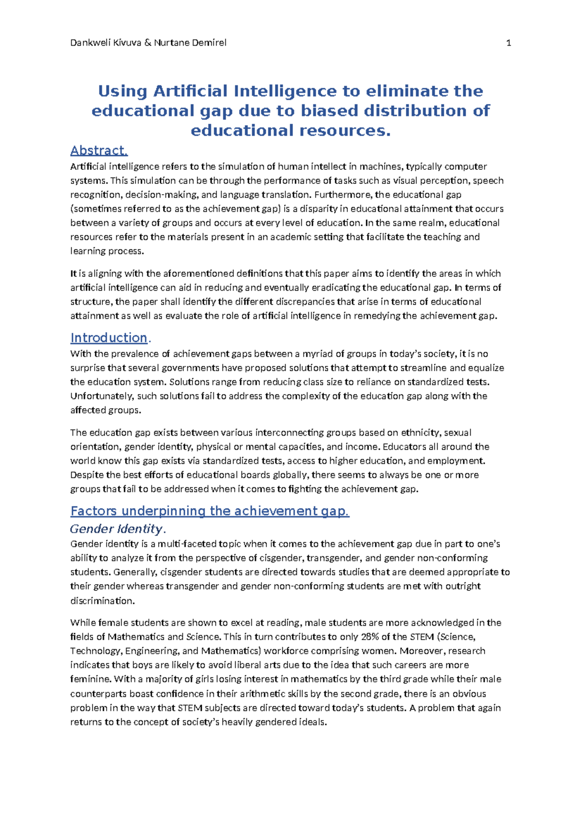 Artificial Artificial Intelligence and the Educational Gap - Using ...