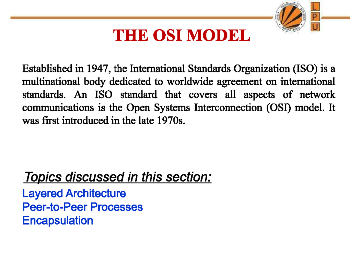 Ece128 osi - Lecture notes focusing on the OSI model - PROFESSIONAL L ...