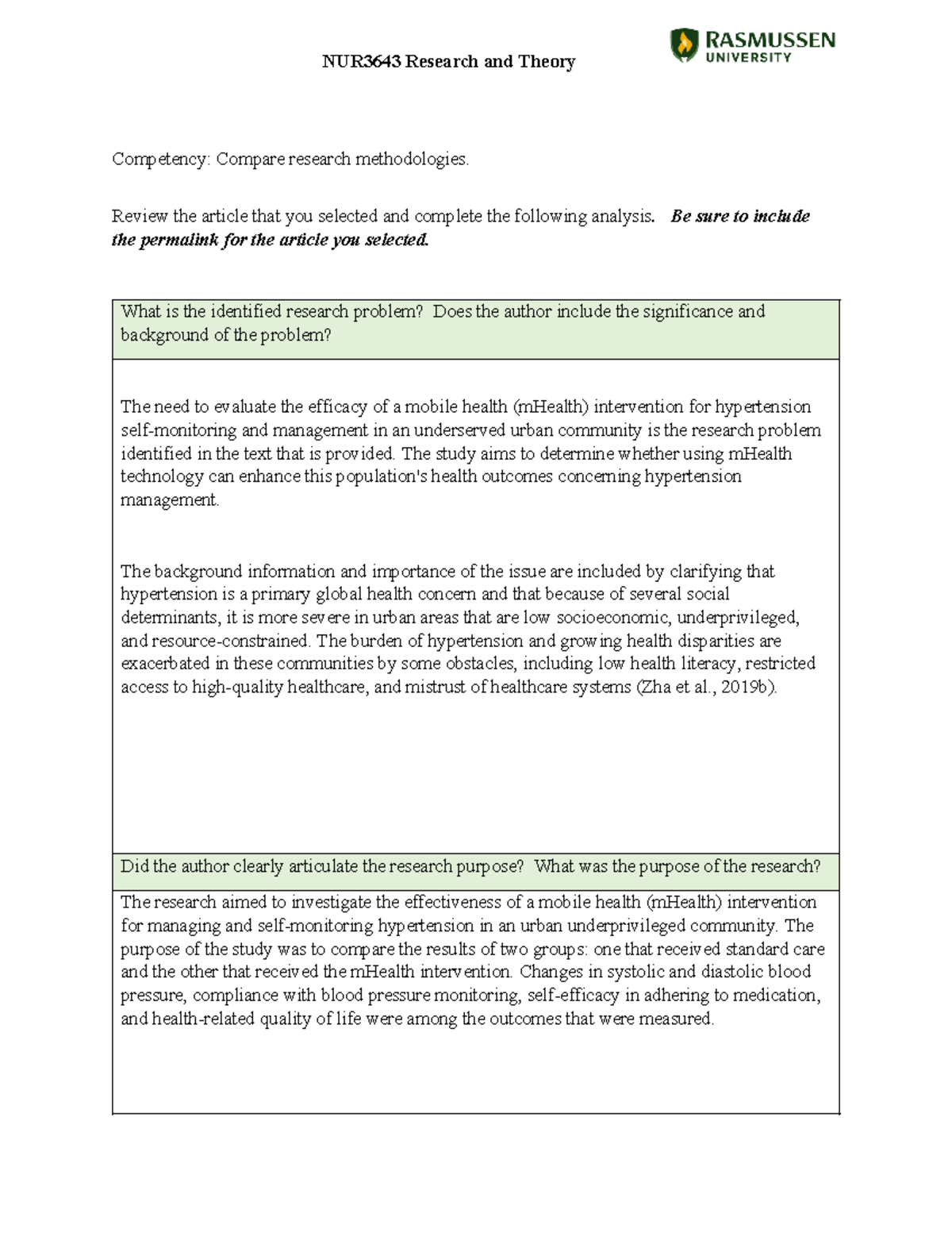 Critical Appraisal 2724 - Competency: Compare research methodologies ...