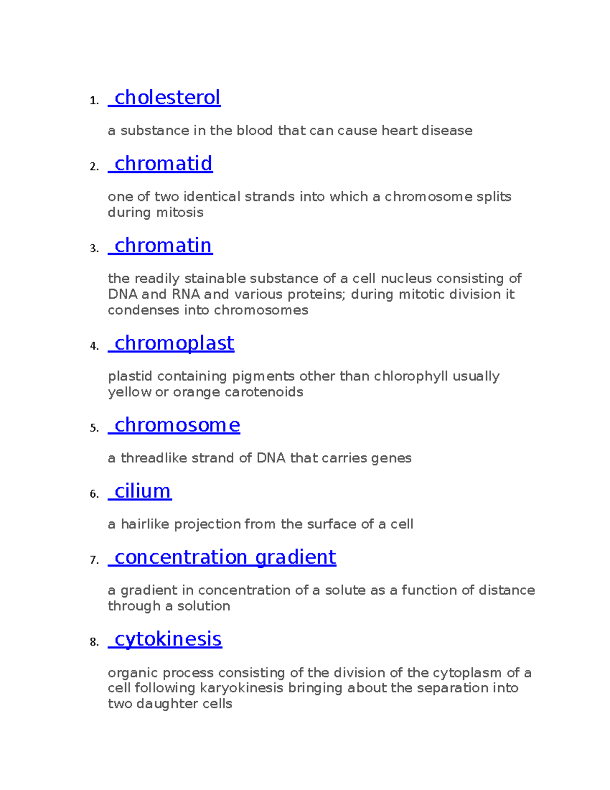 Science 8 - Chem notes - 1. cholesterol a substance in the blood that ...