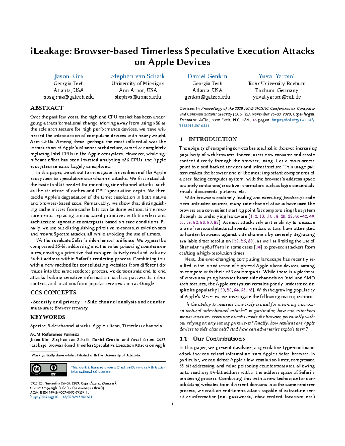 Ileakage - class docs - iLeakage: Browser-based Timerless Speculative Execution Attacks on Apple ...