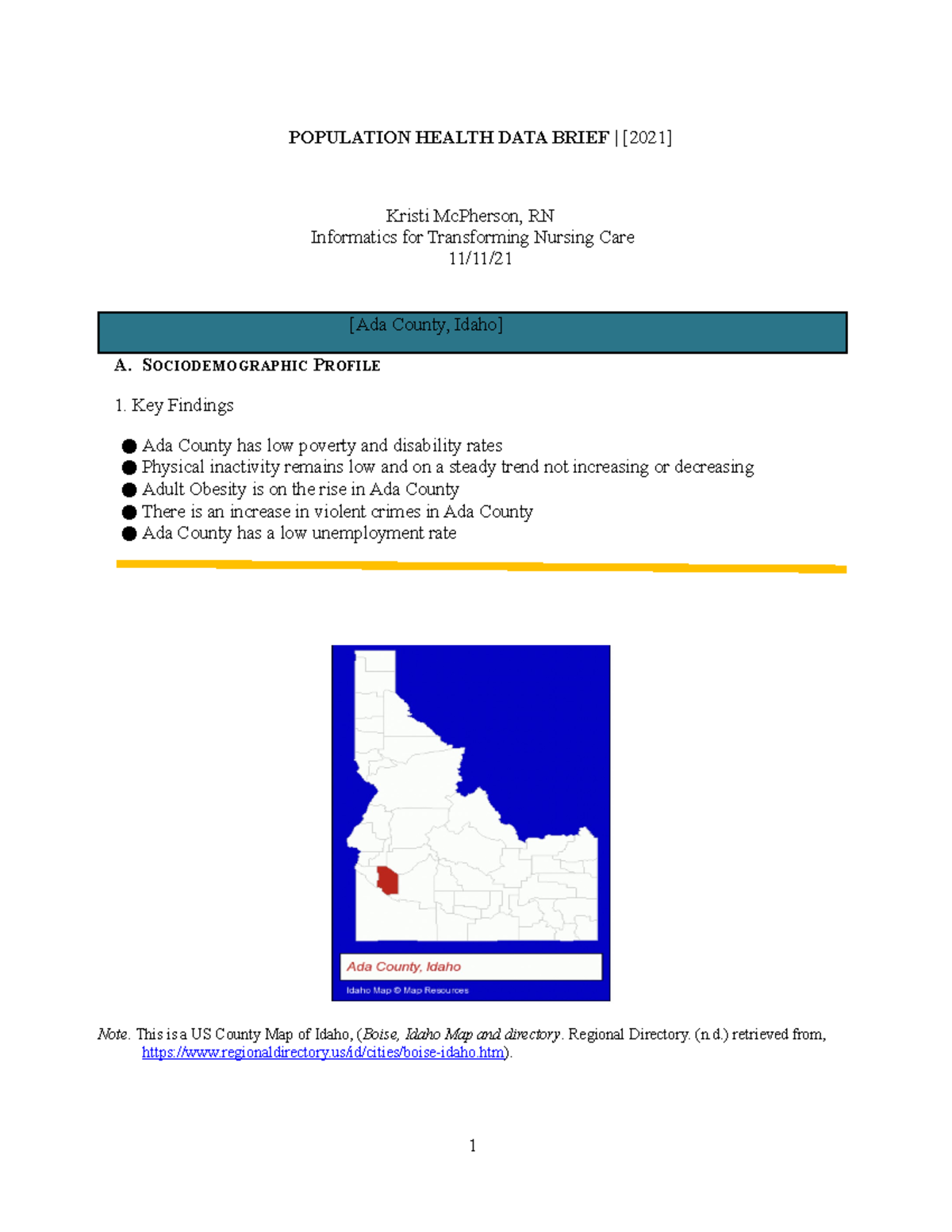 Population Health Data Brief - POPULATION HEALTH DATA BRIEF Kristi ...