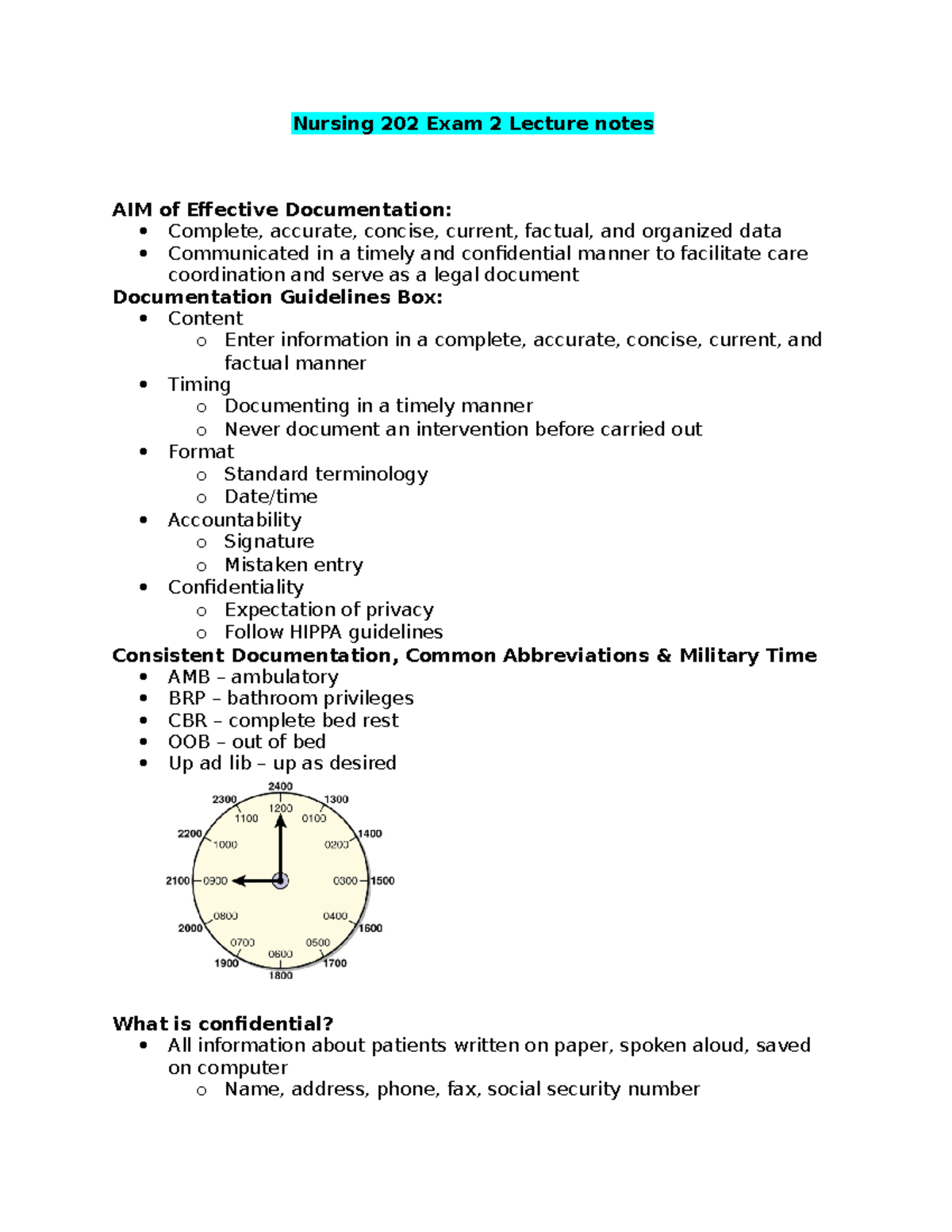 Nursing 202 exam 2 notes - Nursing 202 Exam 2 Lecture notes AIM of ...