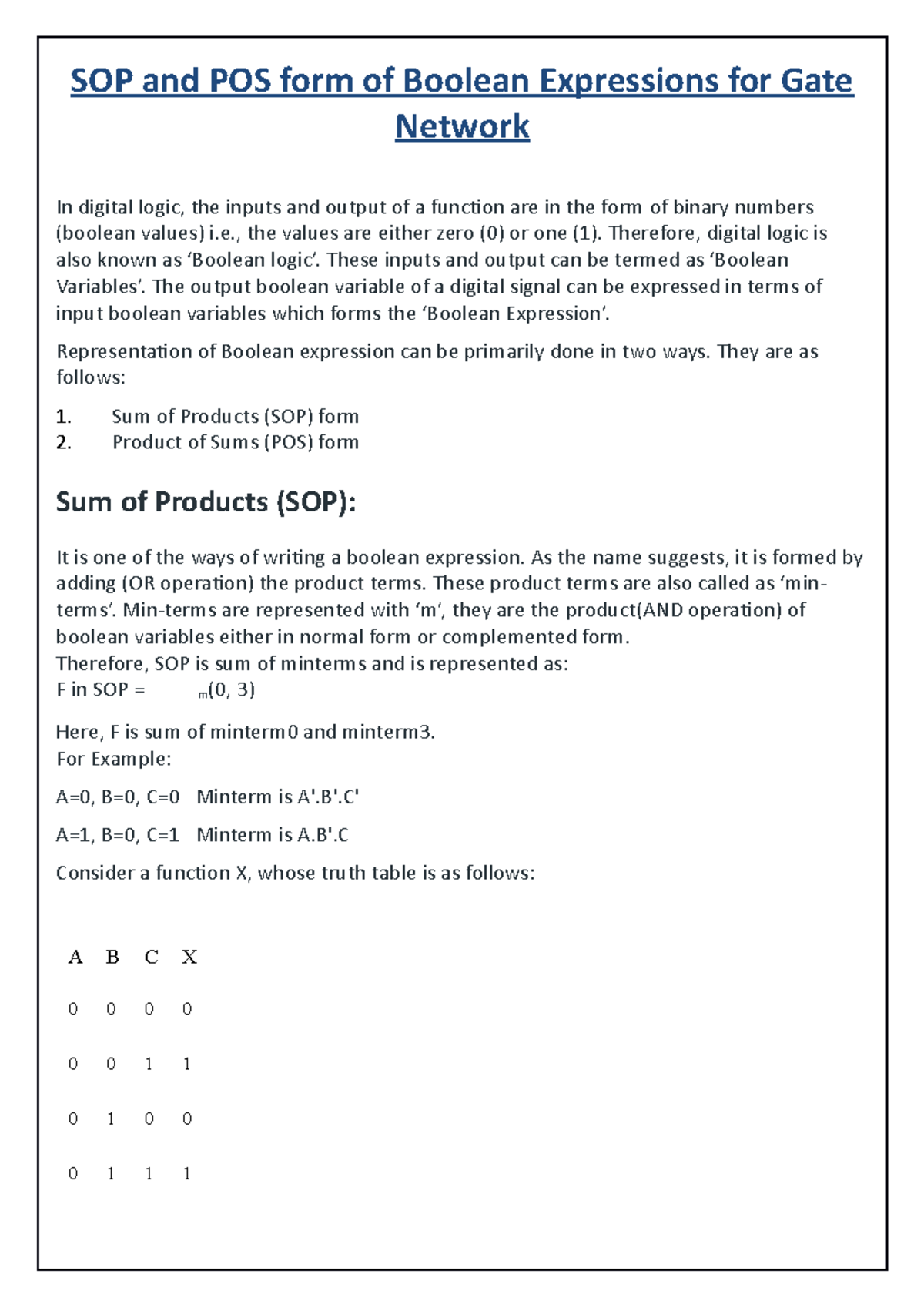 Number Systems and Boolean Algebra - PART9 - SOP and POS form of ...