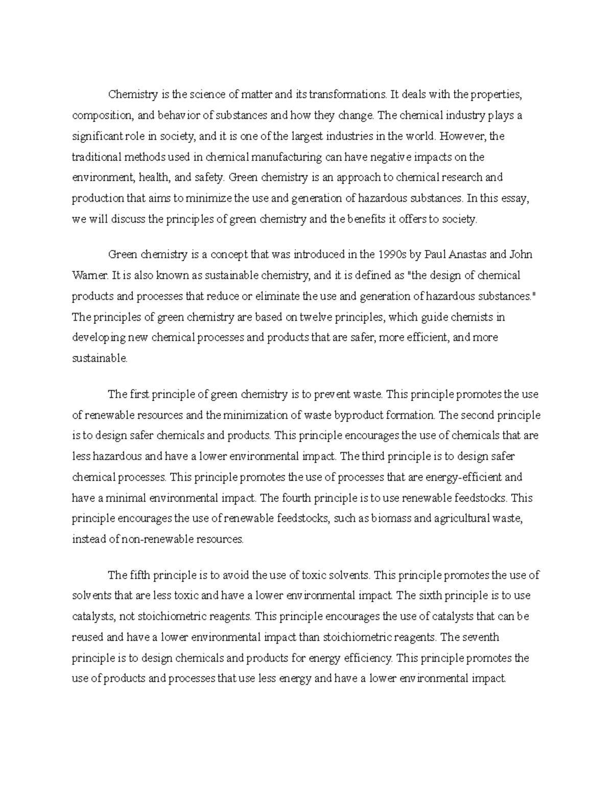 Green Chemistry An Introduction to Sustainable Chemical Practices ...