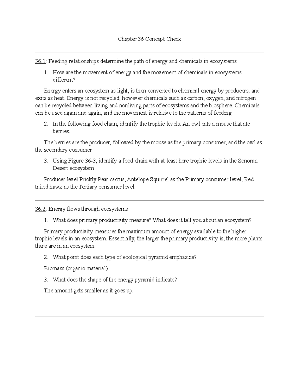 BSC2011 C Chapter 36 Concept Check - Chapter 36 Concept Check 36: Feeding relationships ...