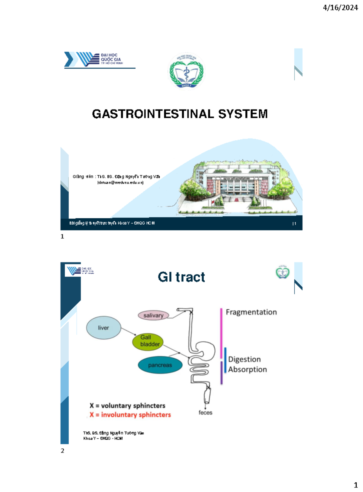 GI system - Giải Phẩu - | 1 GASTROINTESTINAL SYSTEM Giảng viên : ThS ...