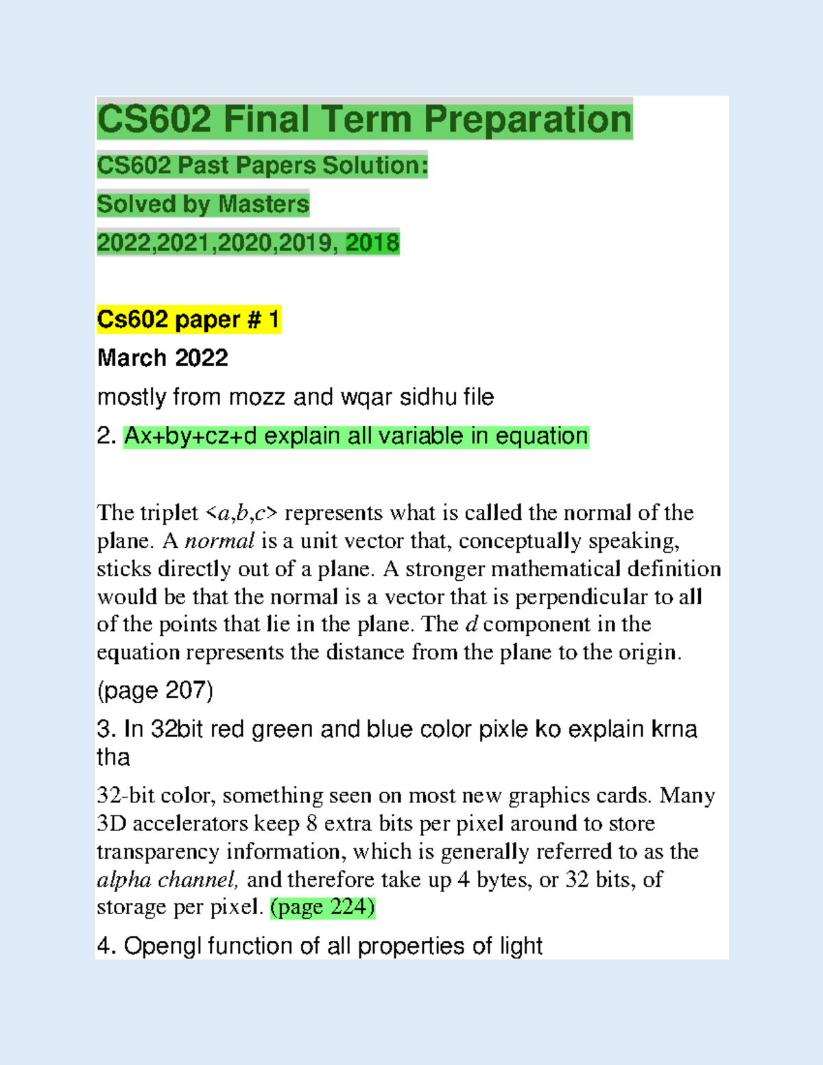 CS602 Final Term Past papers 2022 by Masters - CS602 Final Term Preparation CS602 Past Papers ...