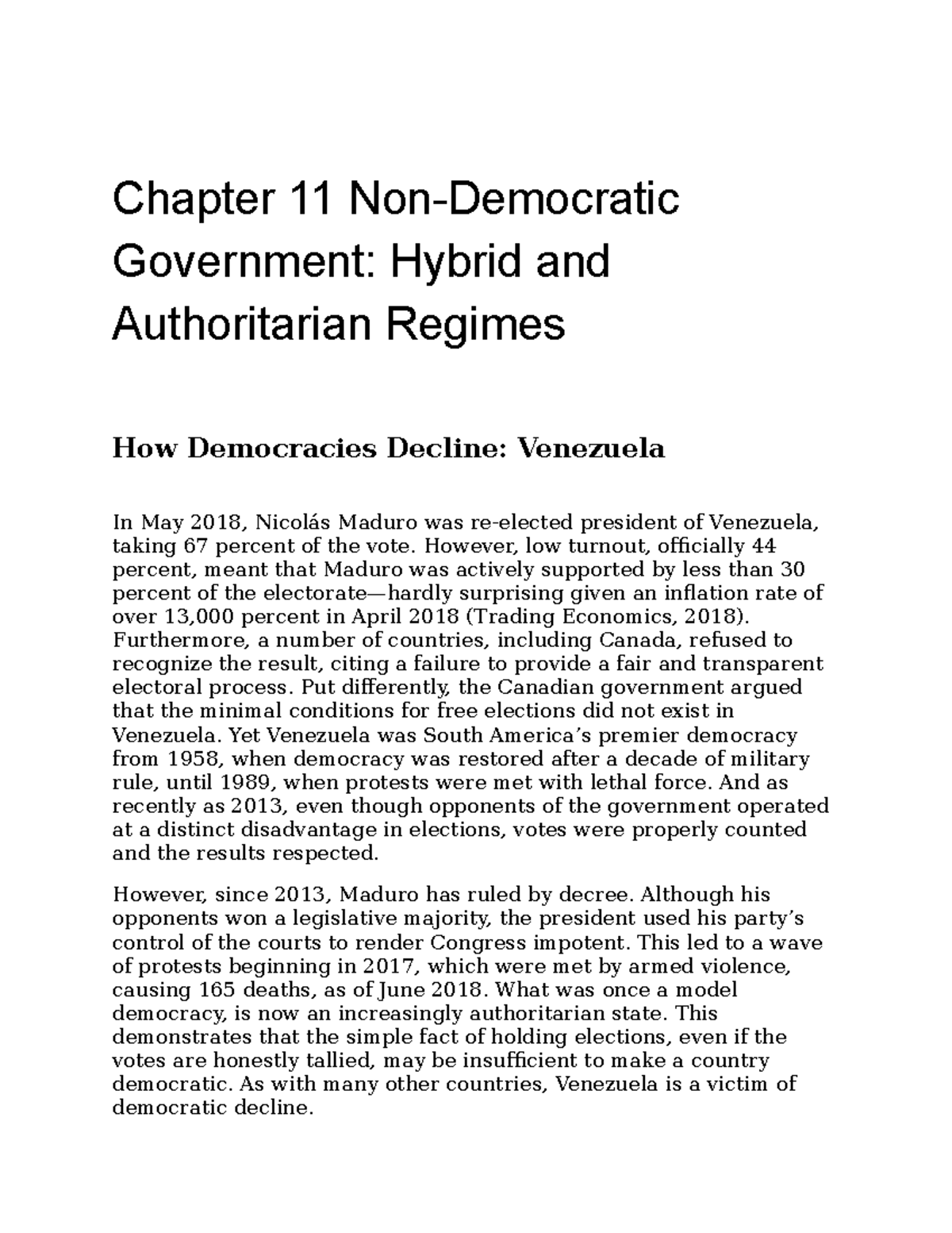 Chapter 11 Non-Democratic Government Hybrid and Authoritarian Regimes ...