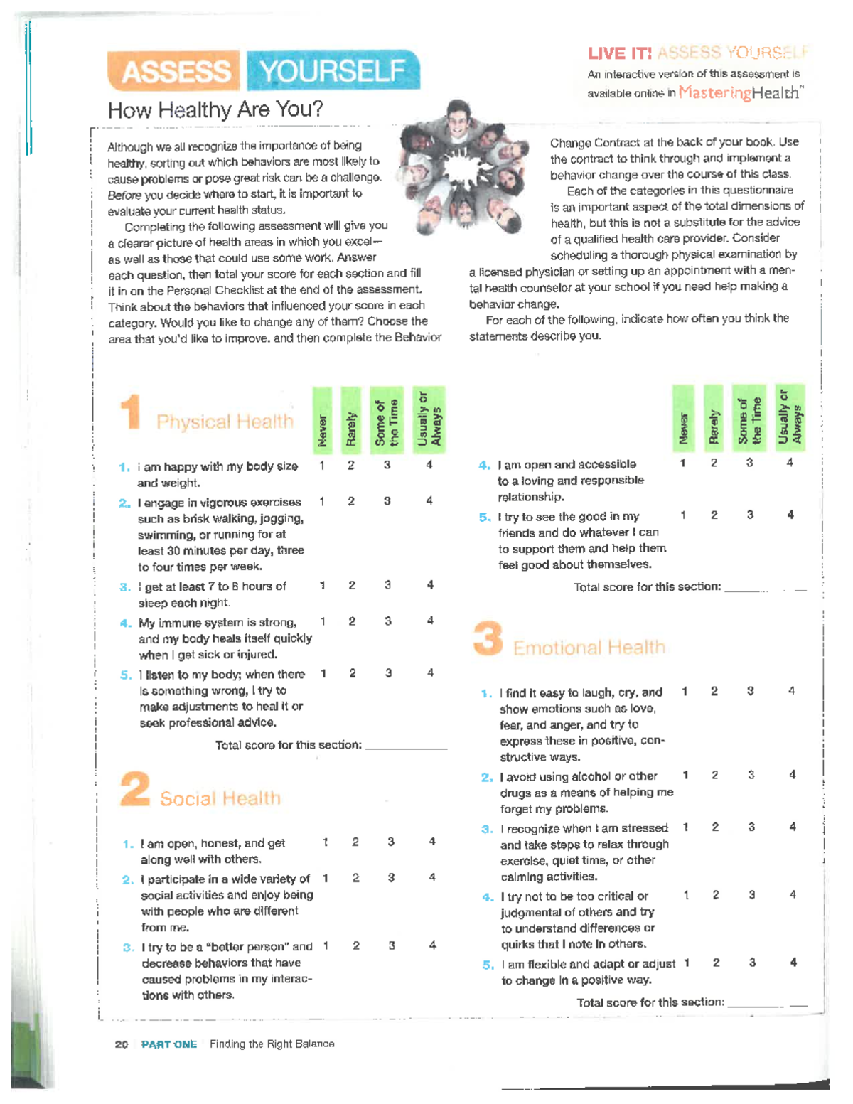 How Healthy Are You worksheet - HEA 201 - Studocu
