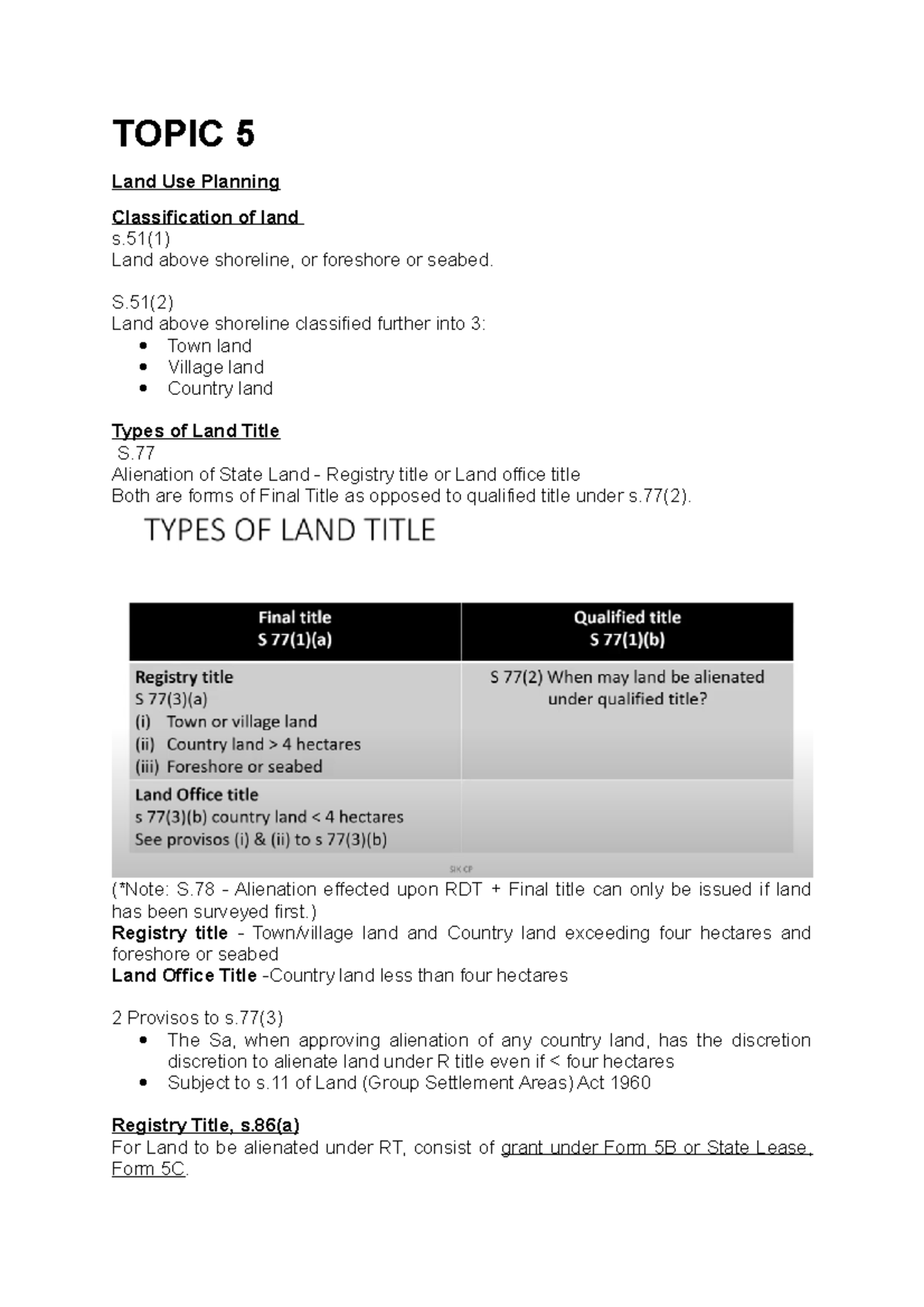 Land Law I Topic 5 - TOPIC 5 Land Use Planning Classification of land s ...
