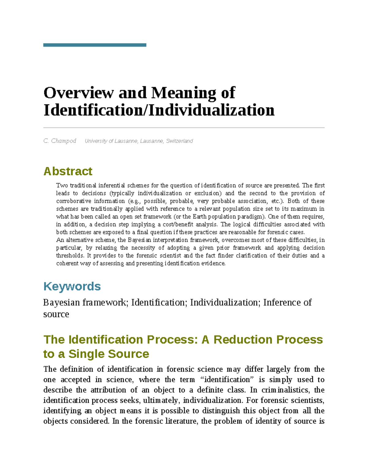 Forensic Fingerprints Overview of Identification - Overview and Meaning ...