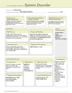 HIV - system disorder - ACTIVE LEARNING TEMPLATES System Disorder ...