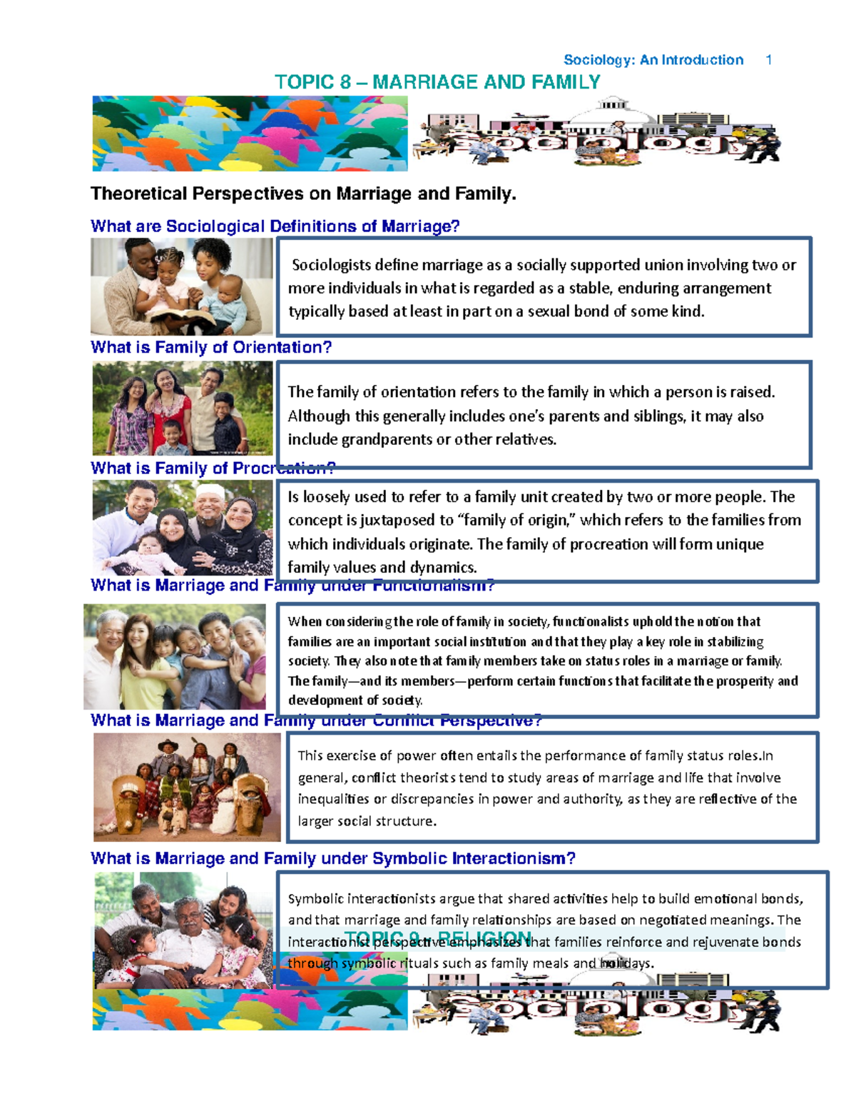 Worksheets 9 and 10- Midterm - TOPIC 8 – MARRIAGE AND FAMILY ...