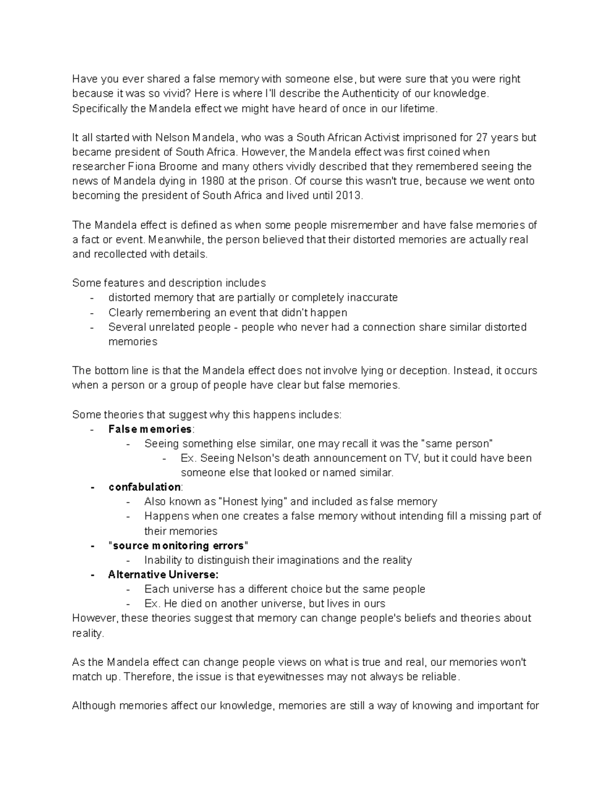 Mandela Effect Script - Have you ever shared a false memory with ...