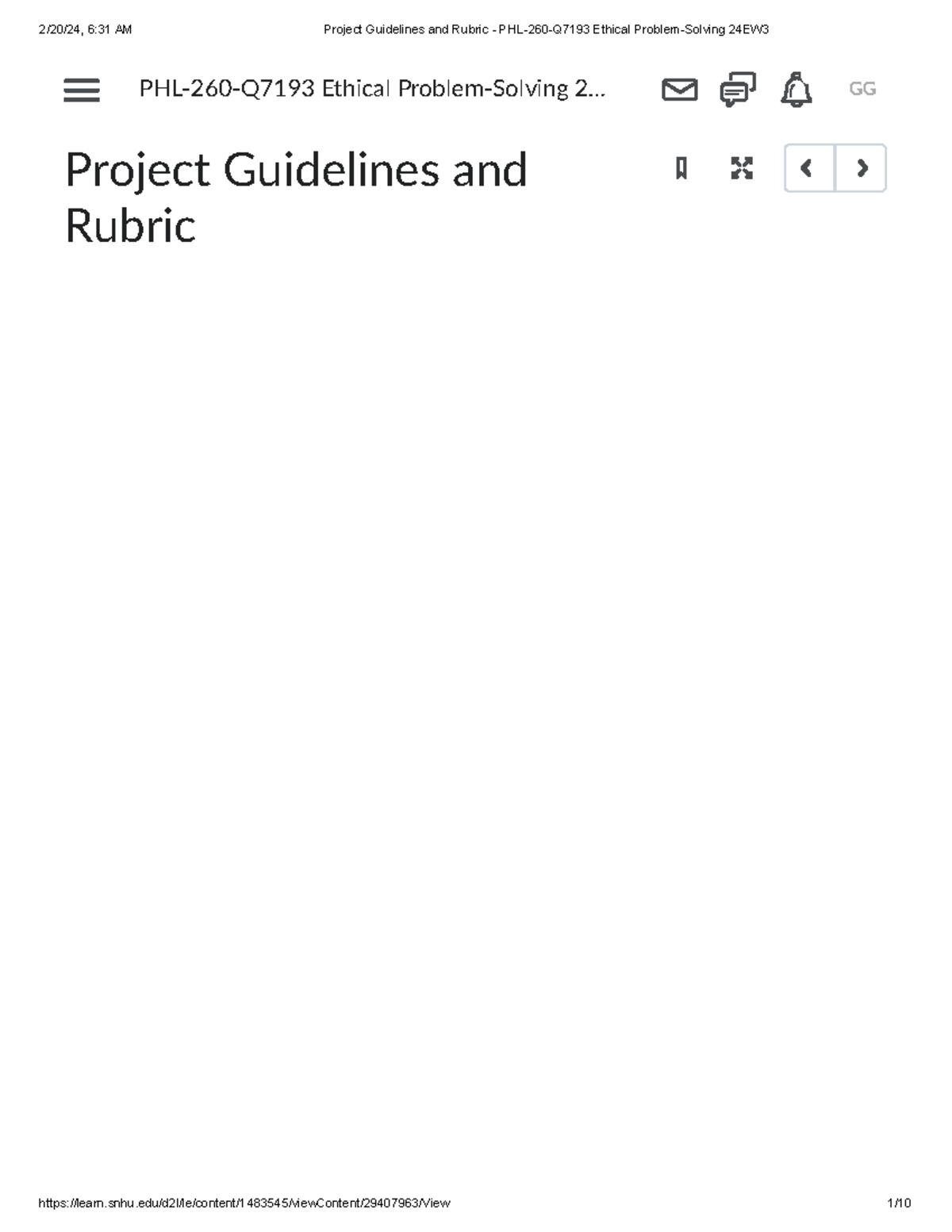 Project Guidelines and Rubric - PHL-260-Q7193 Ethical Problem-Solving ...