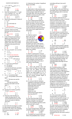 Formulas - Comprehensive Course 1 (Math) - Studocu