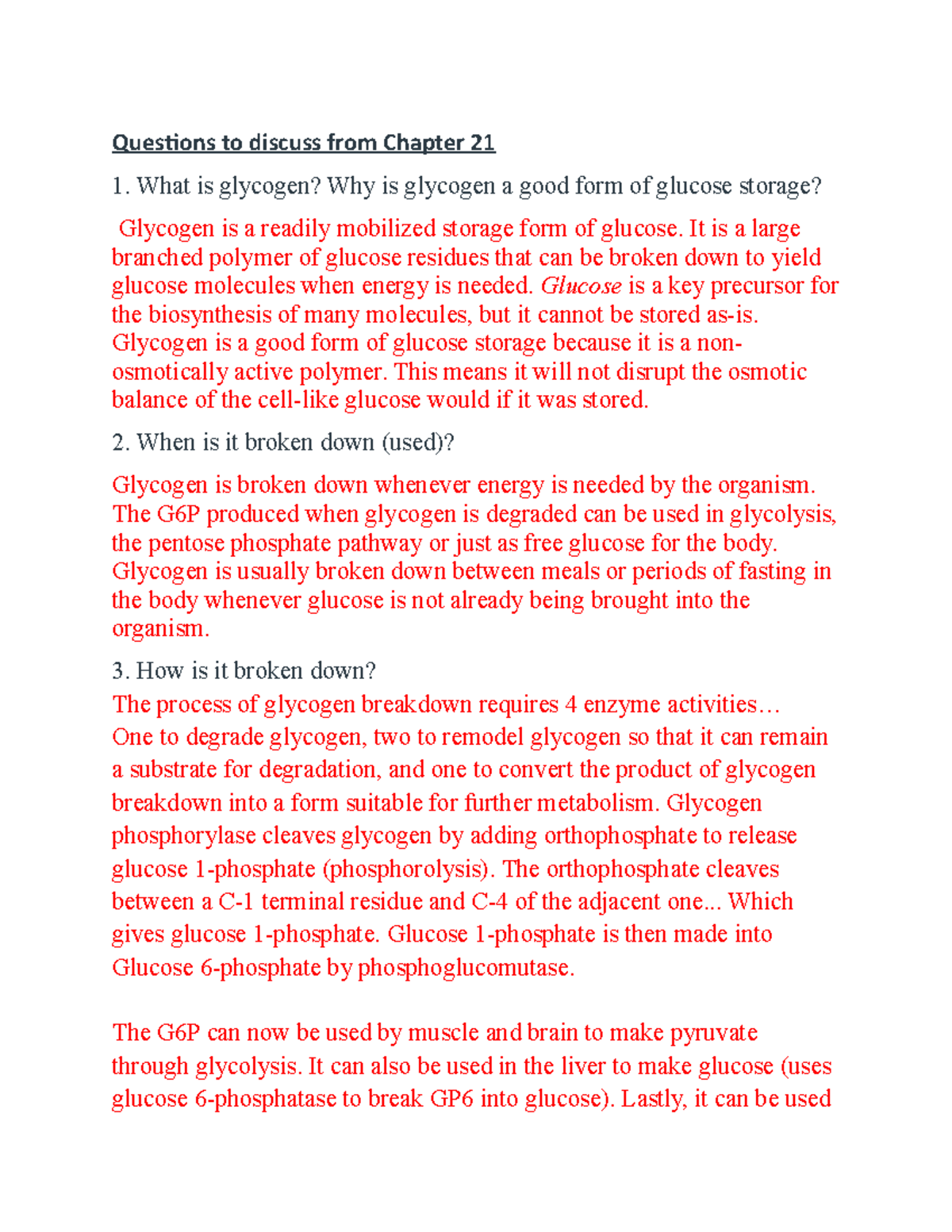 Discussion questions from ch 21 Biochemistry - Questions to discuss ...