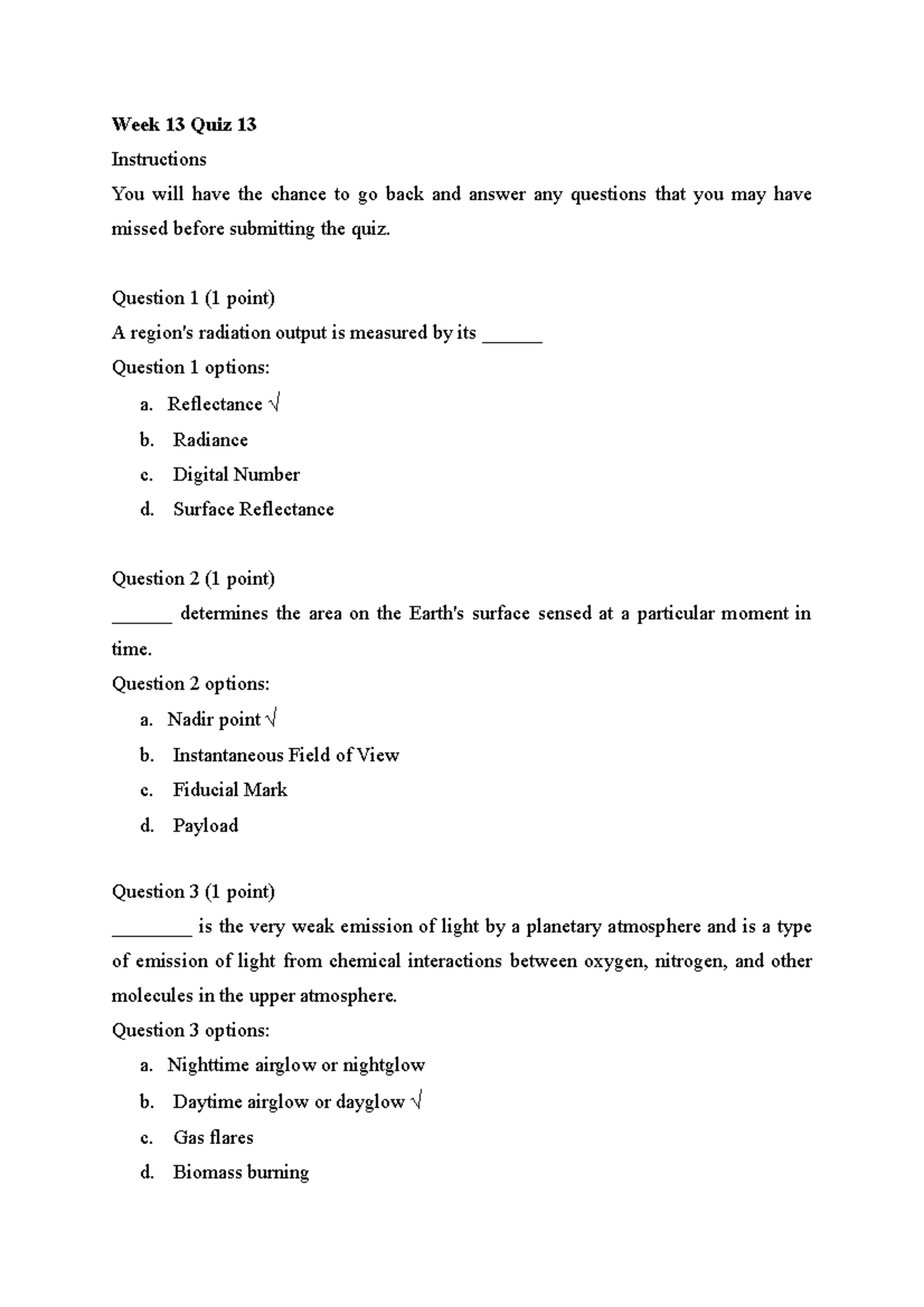 Week 13 Quiz 13 Concepts in GIS and Remote Sensing - Week 13 Quiz 13 ...