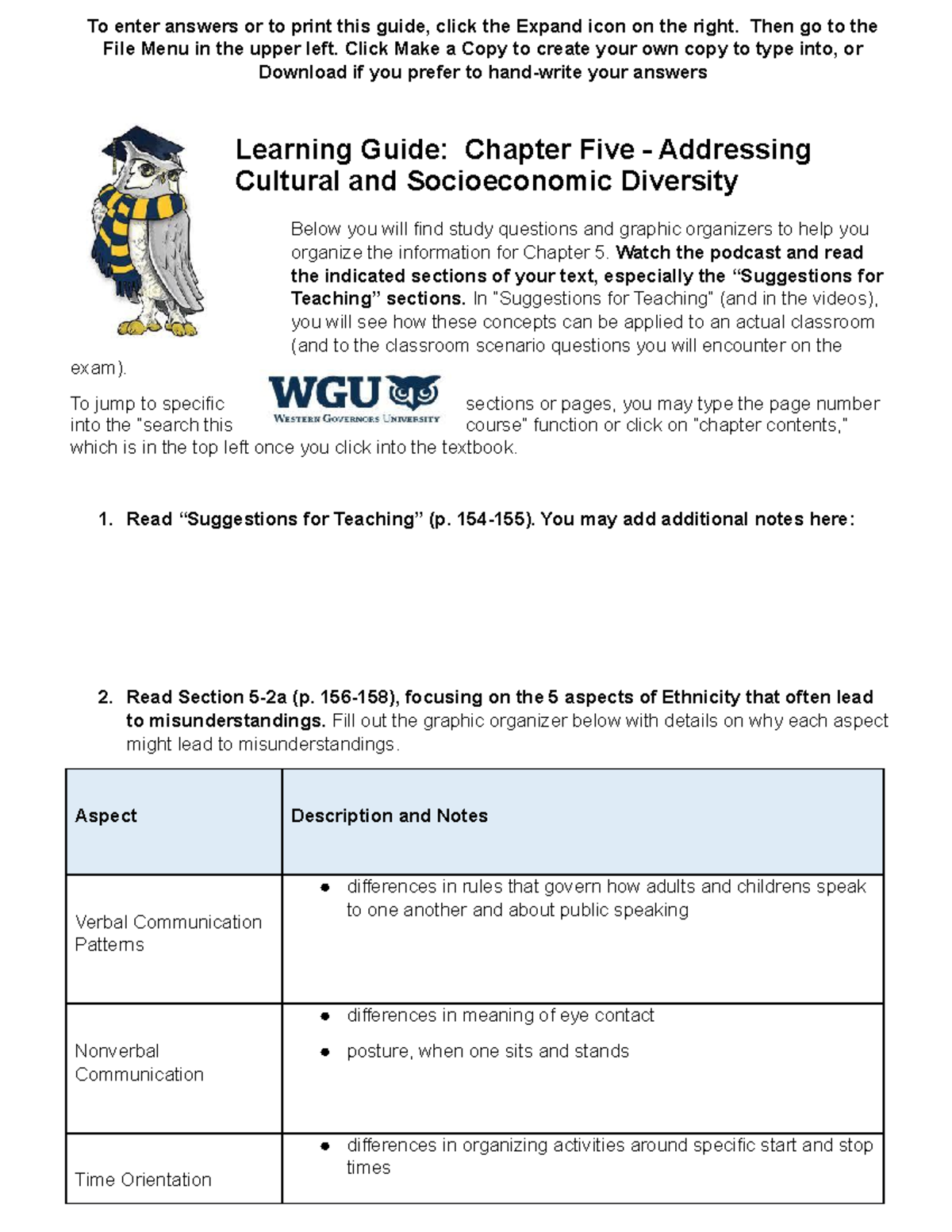 Chapter 5 Learning Guide - To enter answers or to print this guide ...
