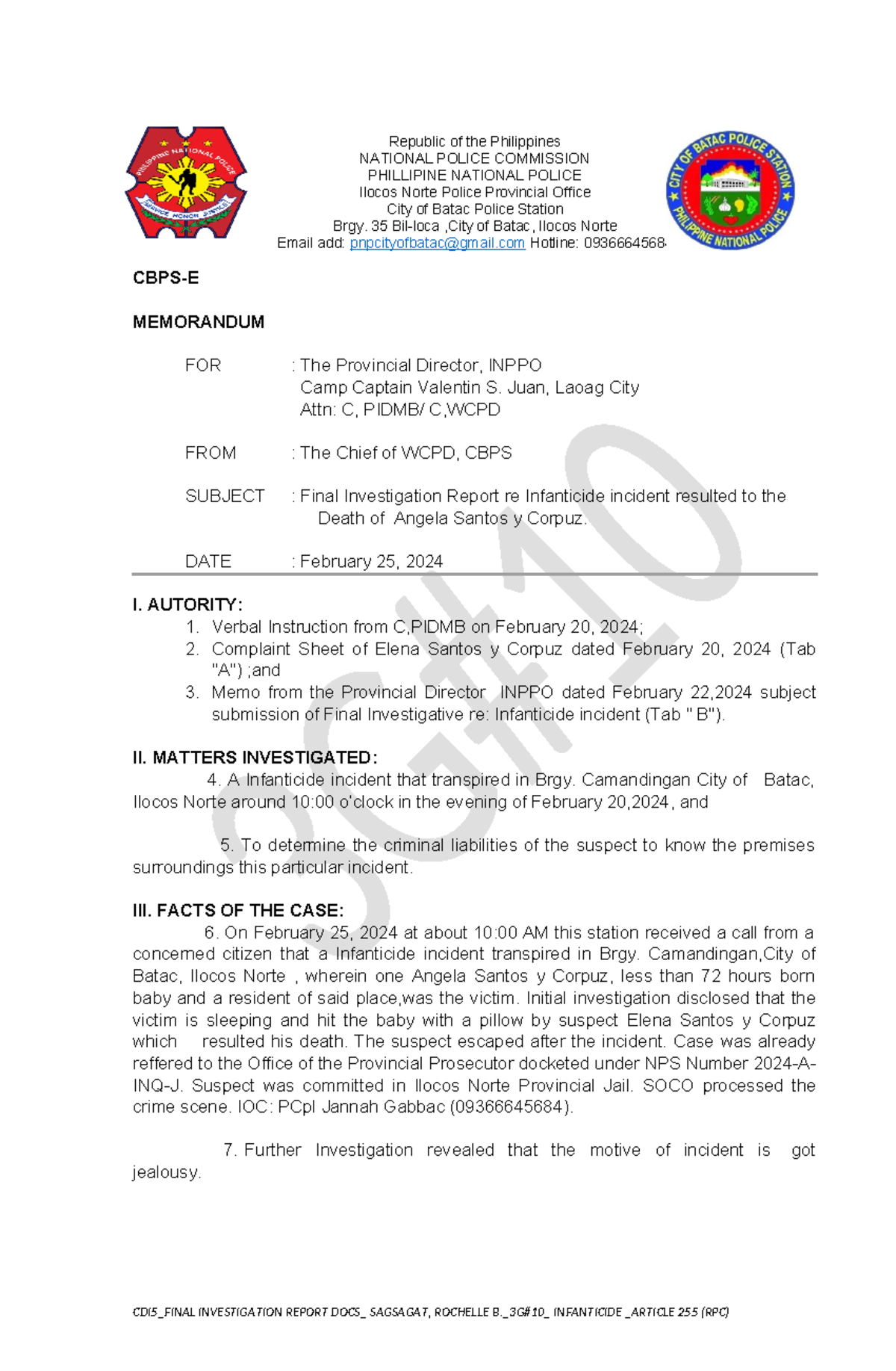 Sagsagat- Final Investigation Report - Republic of the Philippines ...