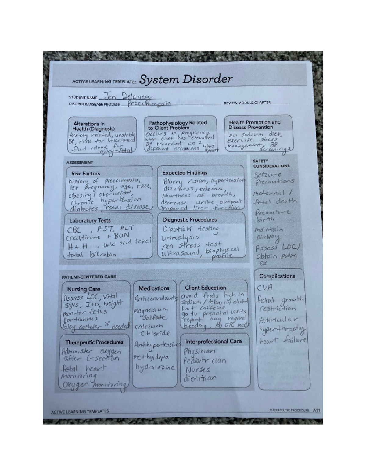 system disorder templates preclampsia and gestational diabetes ...