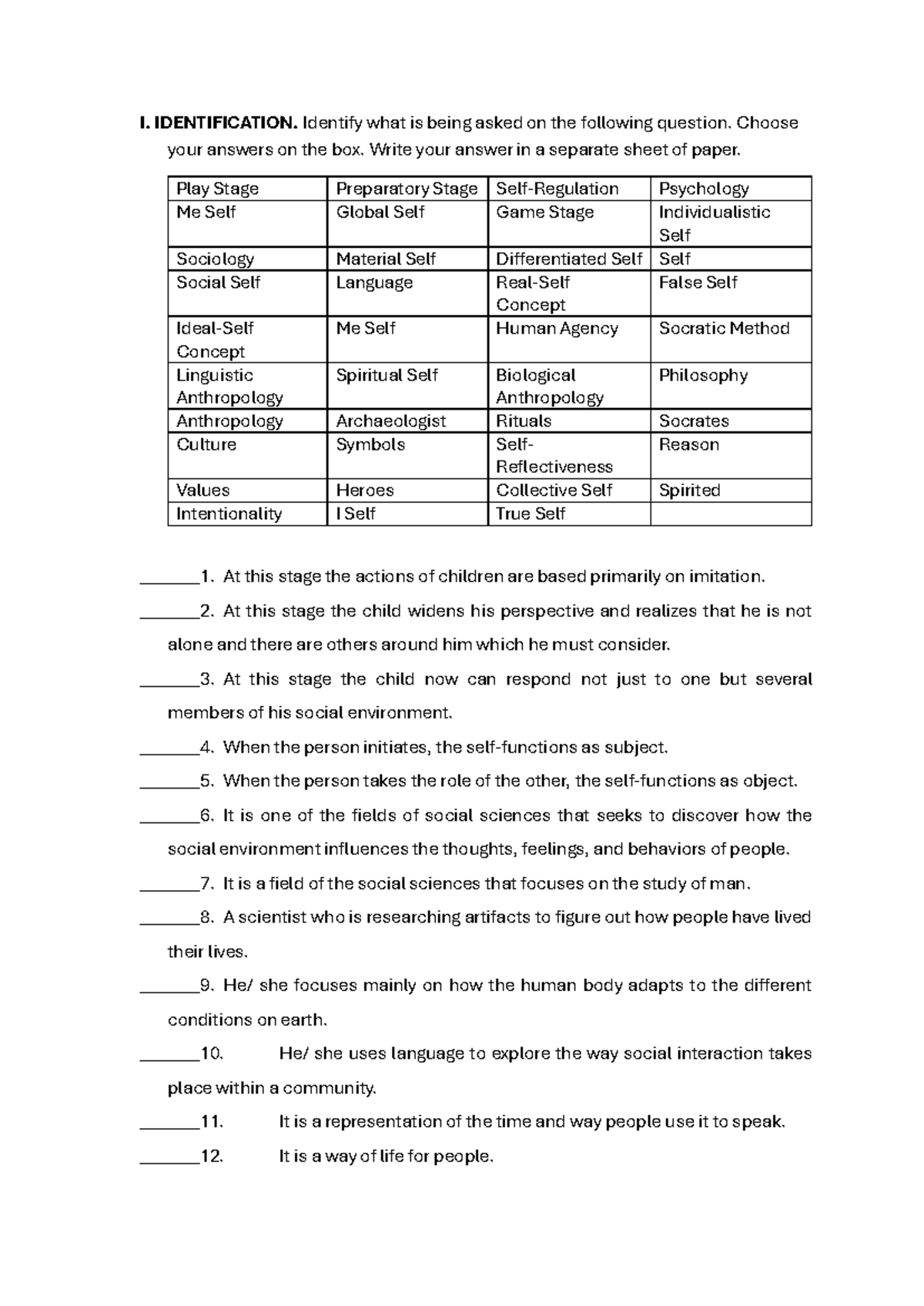 UTS Midterm Exam Questionnaire - I. IDENTIFICATION. Identify what is ...
