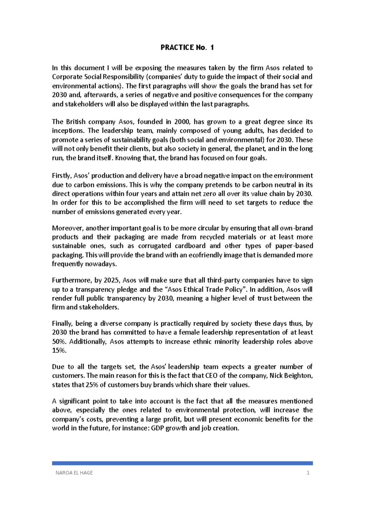 FADE-practice 1 - NAROA EL HAGE 1 PRACTICE No. 1 In this document I ...