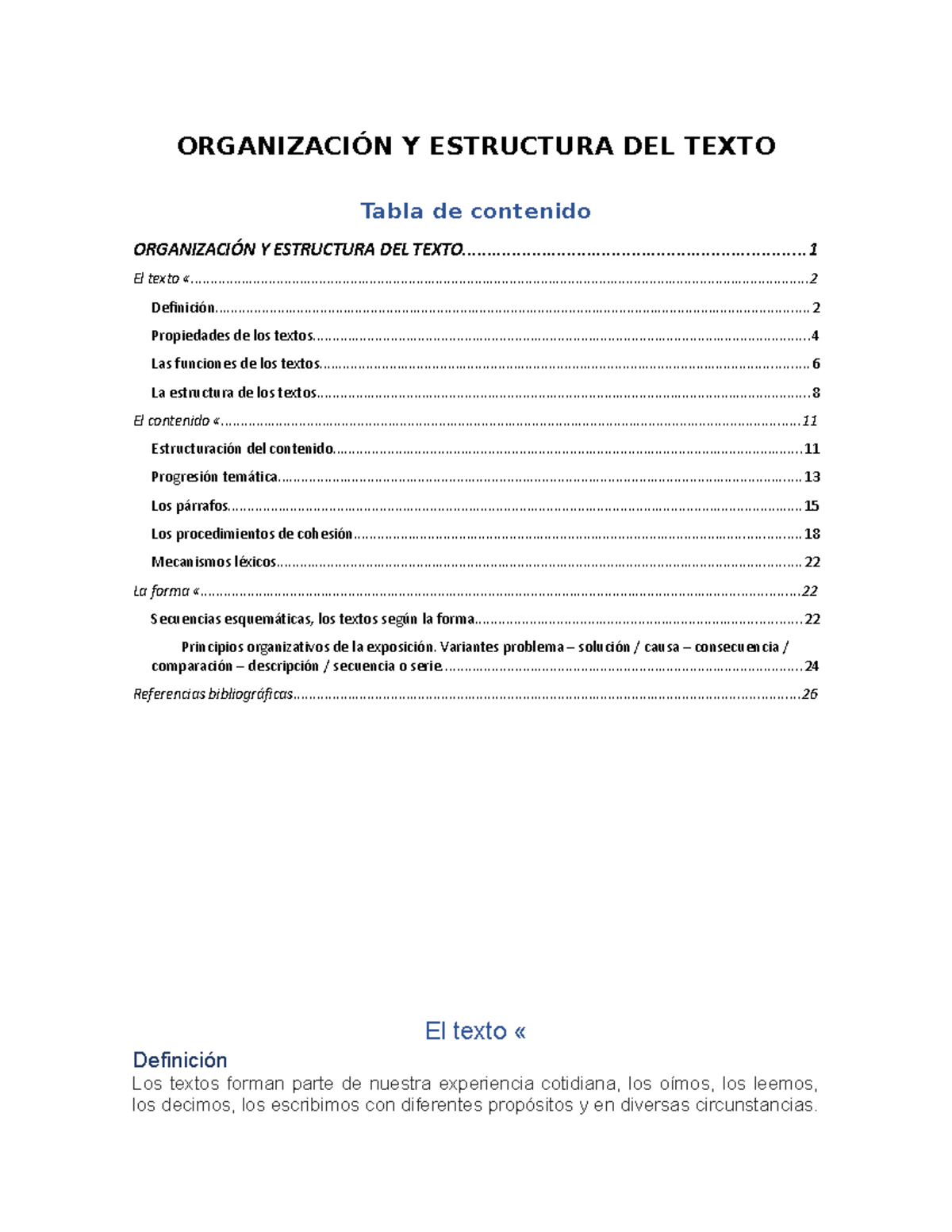 Cuadernillo organizacio In y estructura de los textos - ORGANIZACIÓN Y ...