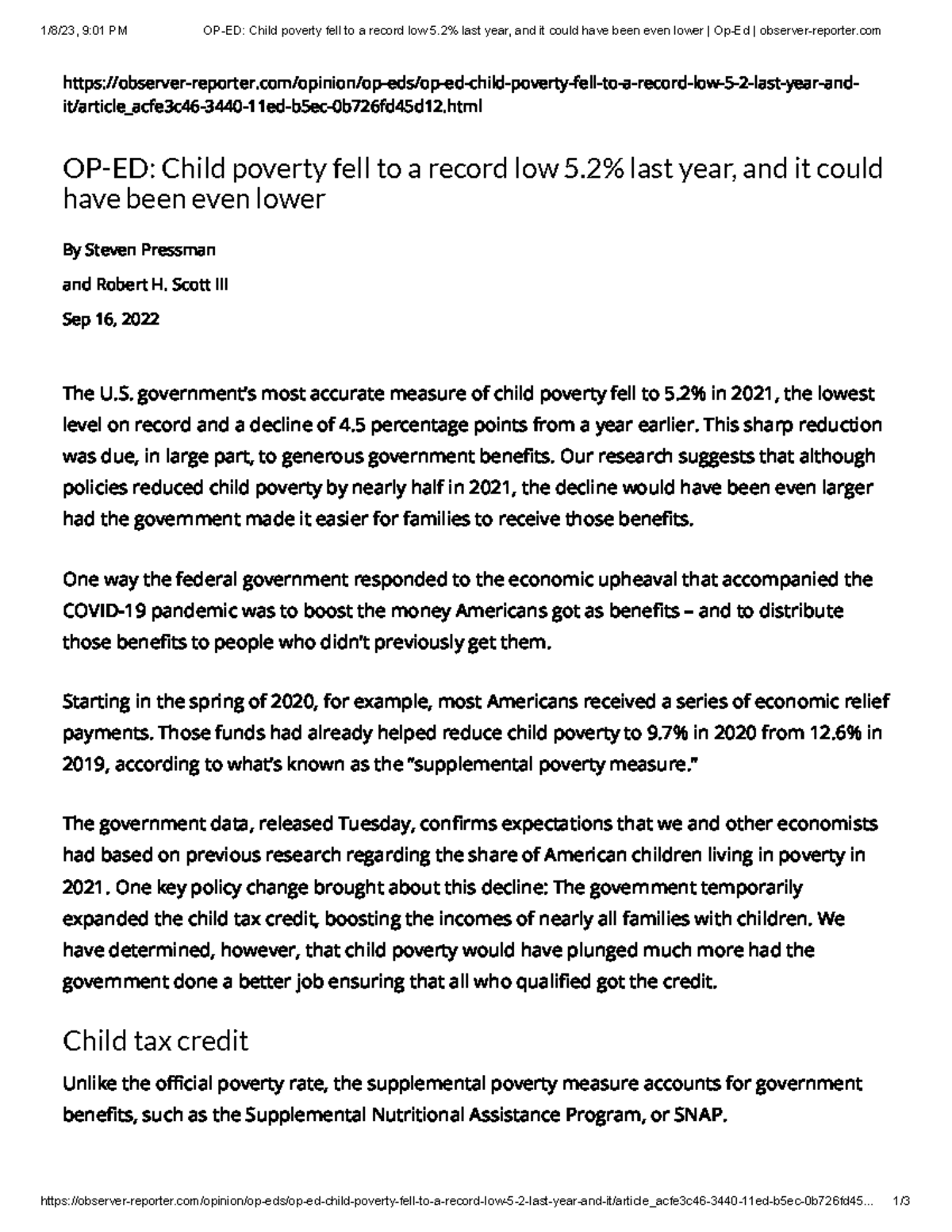 Pressman Op Ed - op ed for assignment - 1/8/23, 9:01 PM OP-ED: Child ...